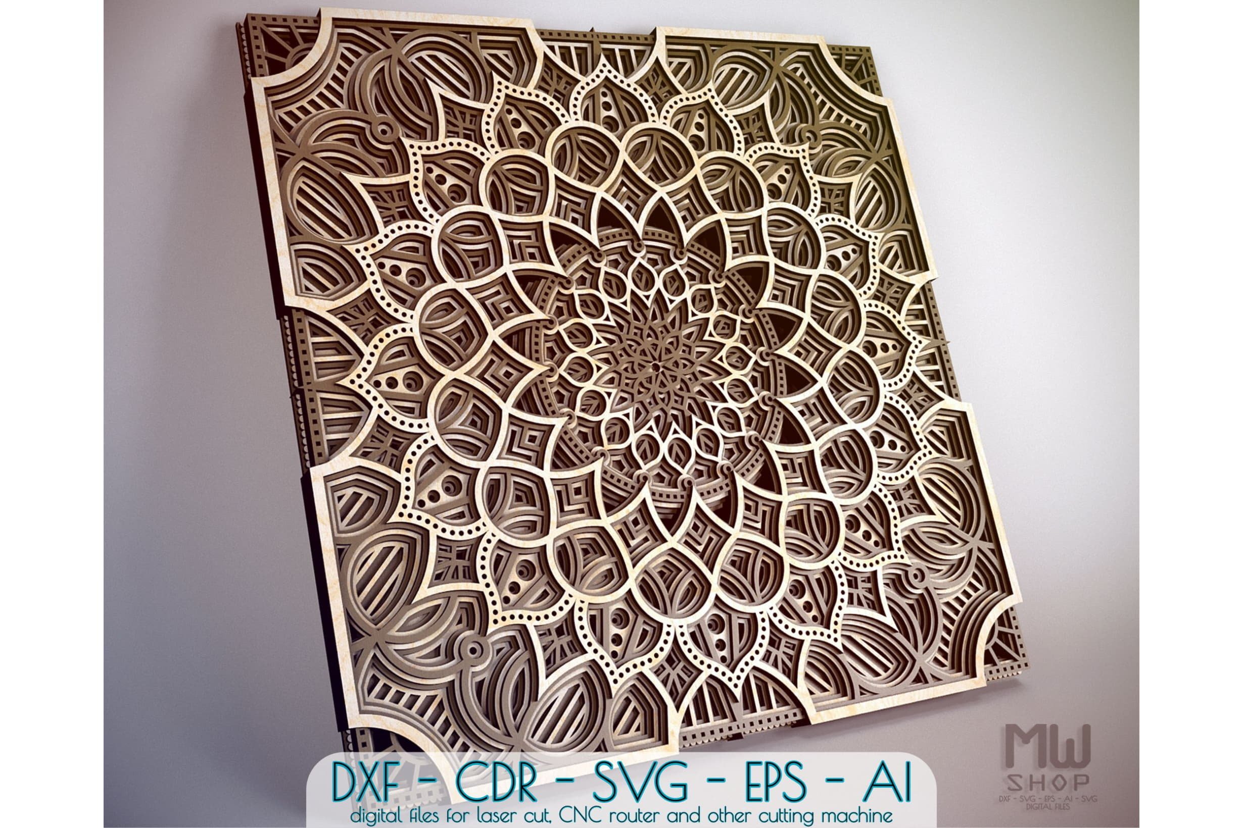 Drawing & Illustration Mandala DXF Laser Cut; Abstract Wall Art ...
