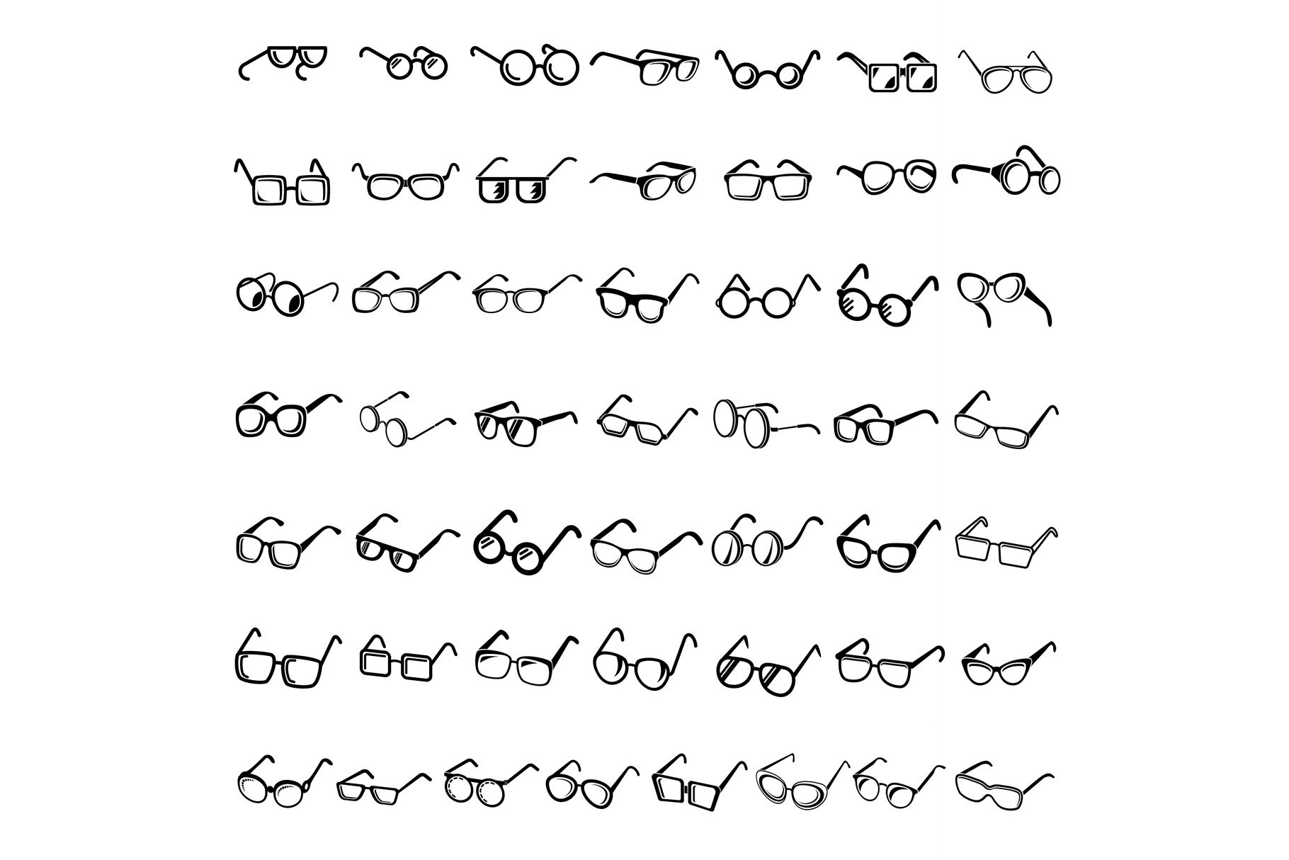 Glasses forms icons set, simple style (492402) | Icons | Design Bundles