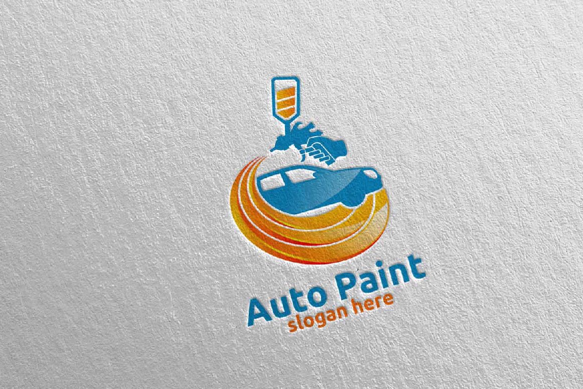 Car Painting Logo with Spray Gun and Sport Car Concept 6 (102053 ...