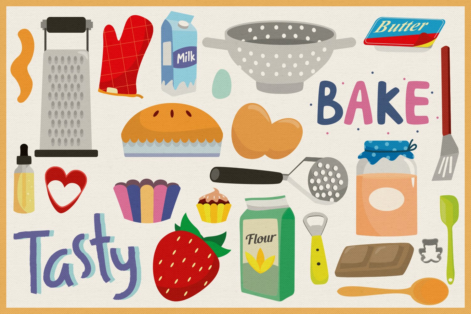 85 Baking and Cooking Vector Clipart & Seamless Patterns