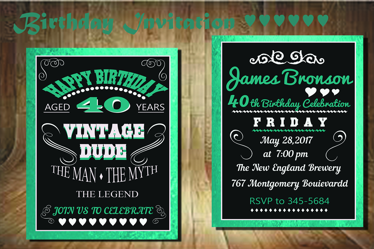 Birthday Invitation Card Front Back 20855 Card Making Design Bundles