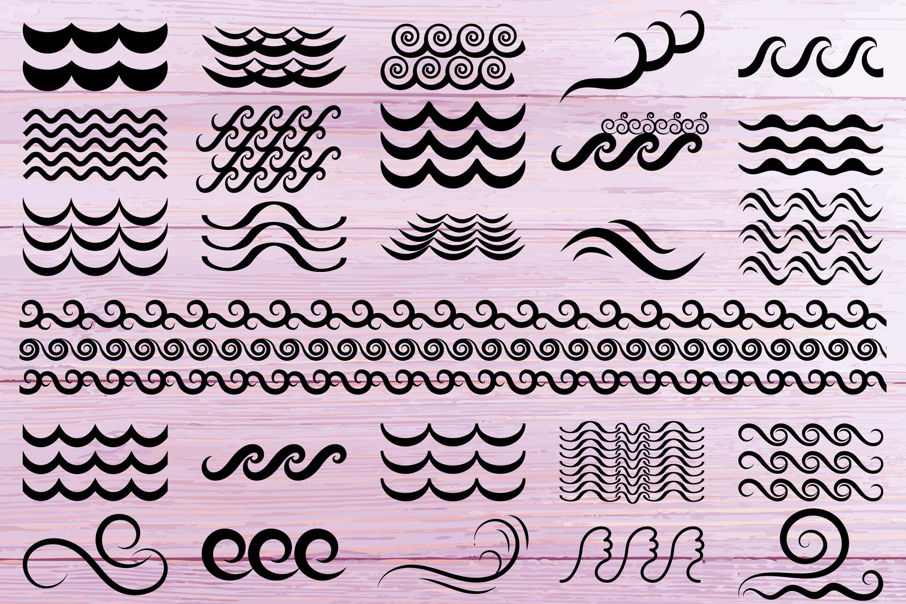 Wave SVG Bundle, Sea Water Waves, Wavy Dividers (687401) | Elements ...