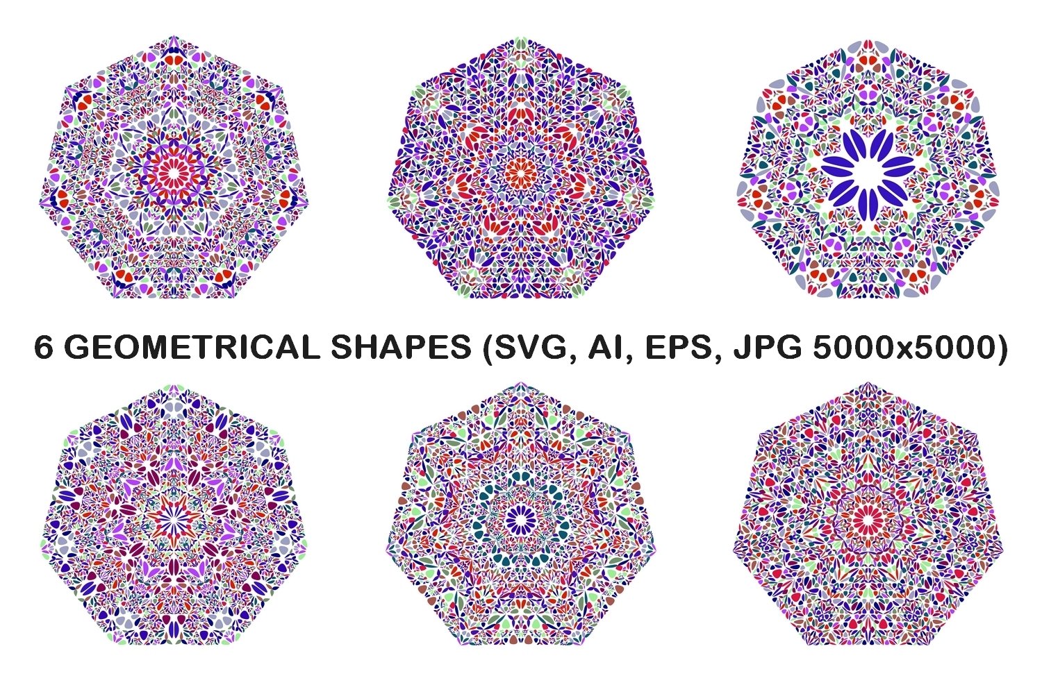 6 Floral Heptagon Logo Templates (329323) | Logos | Design Bundles