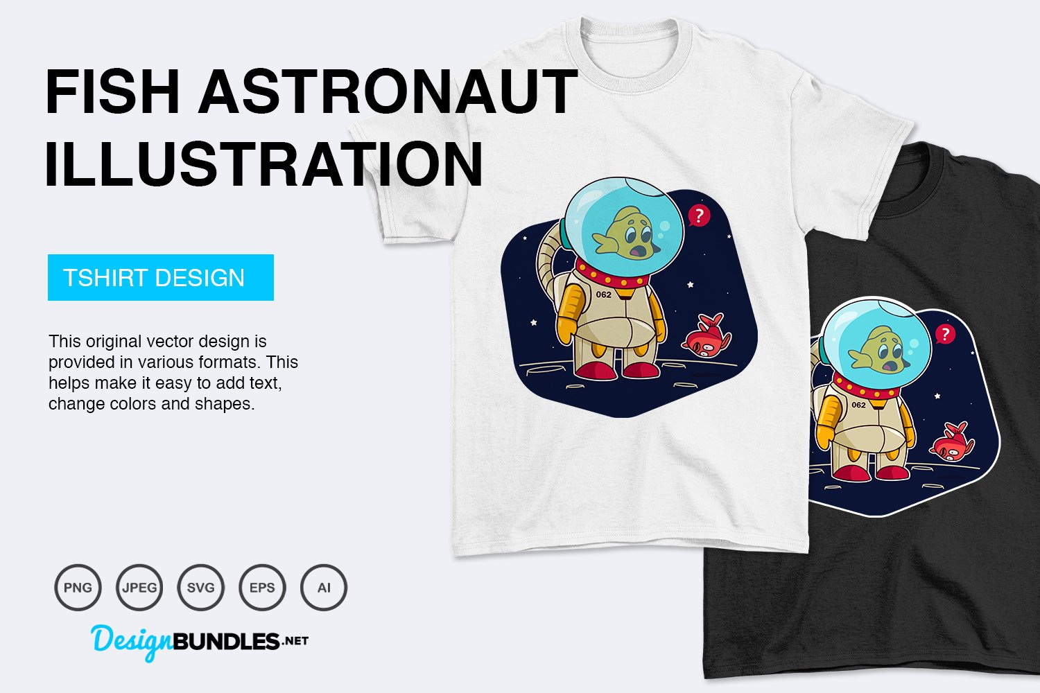 Fish Astronaut Vector Illustration