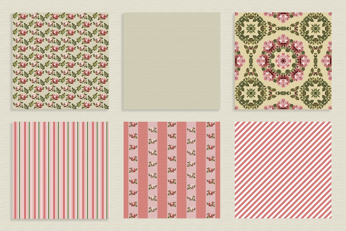 12 Shabby Chic Pink Roses digital paper Background (270293 ...