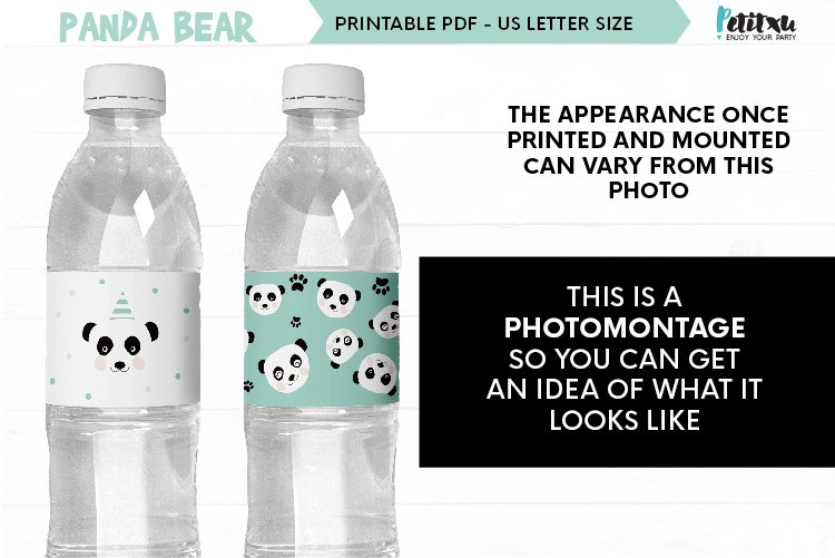 Panda Bear Water Bottle Labels, panda party labels, DIY Wrap (423733 ...