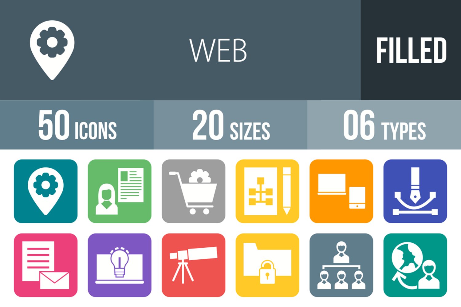 50 Web Filled Round Corner Icons (275444) | Icons | Design Bundles