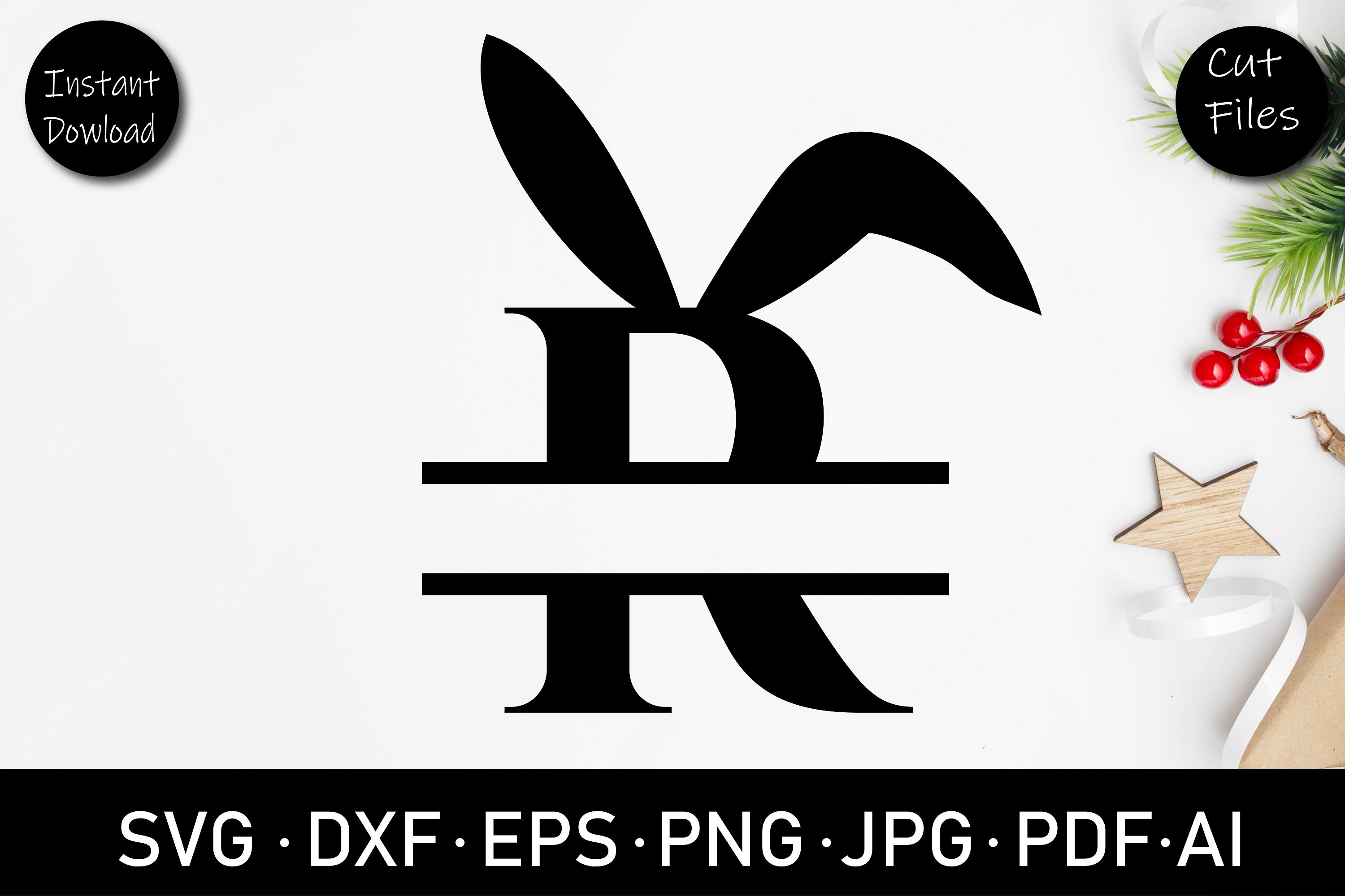 Easter Split letter R monogram SVG, cut file, Dxf, Png, eps (1243953 ...