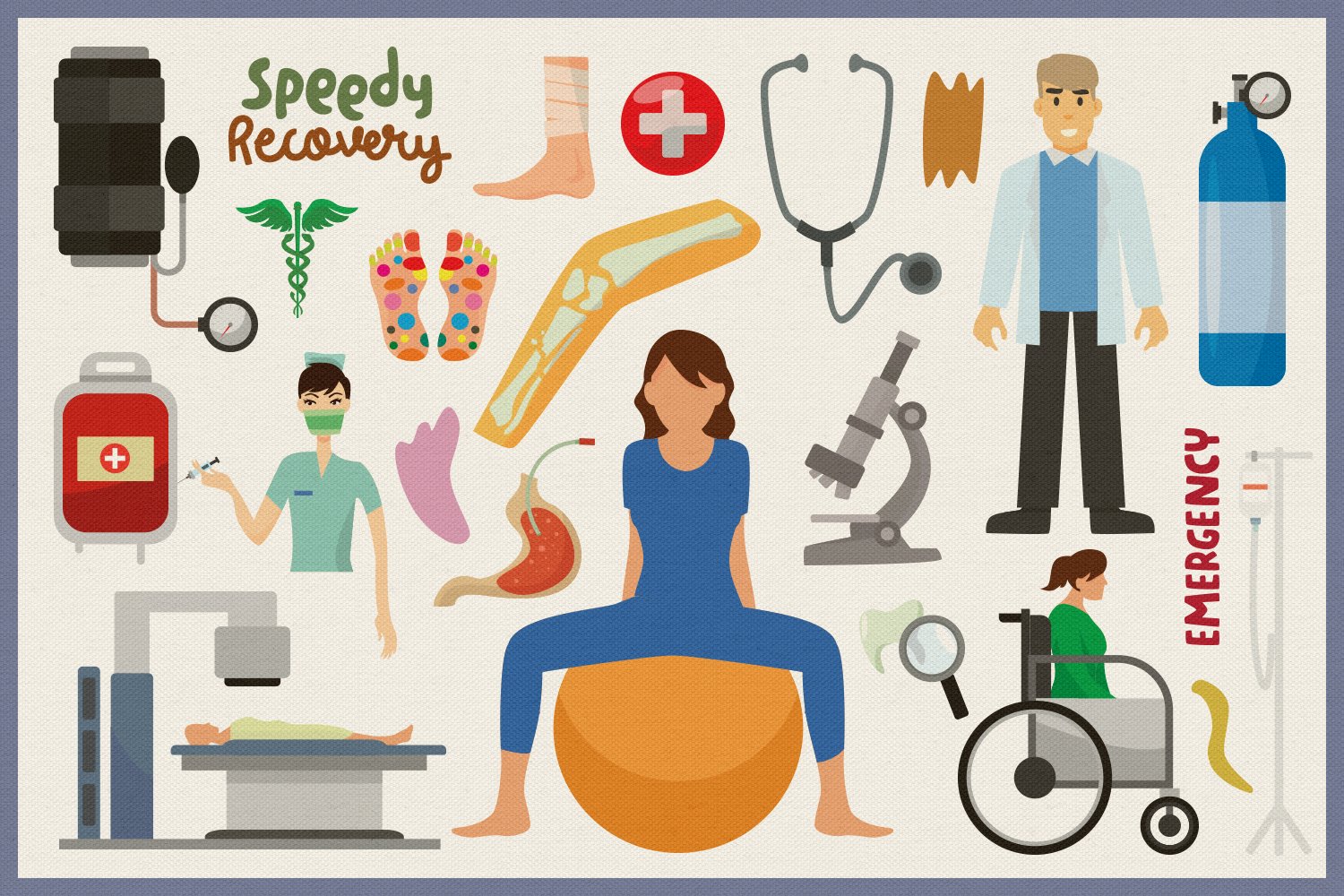 Medical Activities Vector Clipart and Seamless Pattern