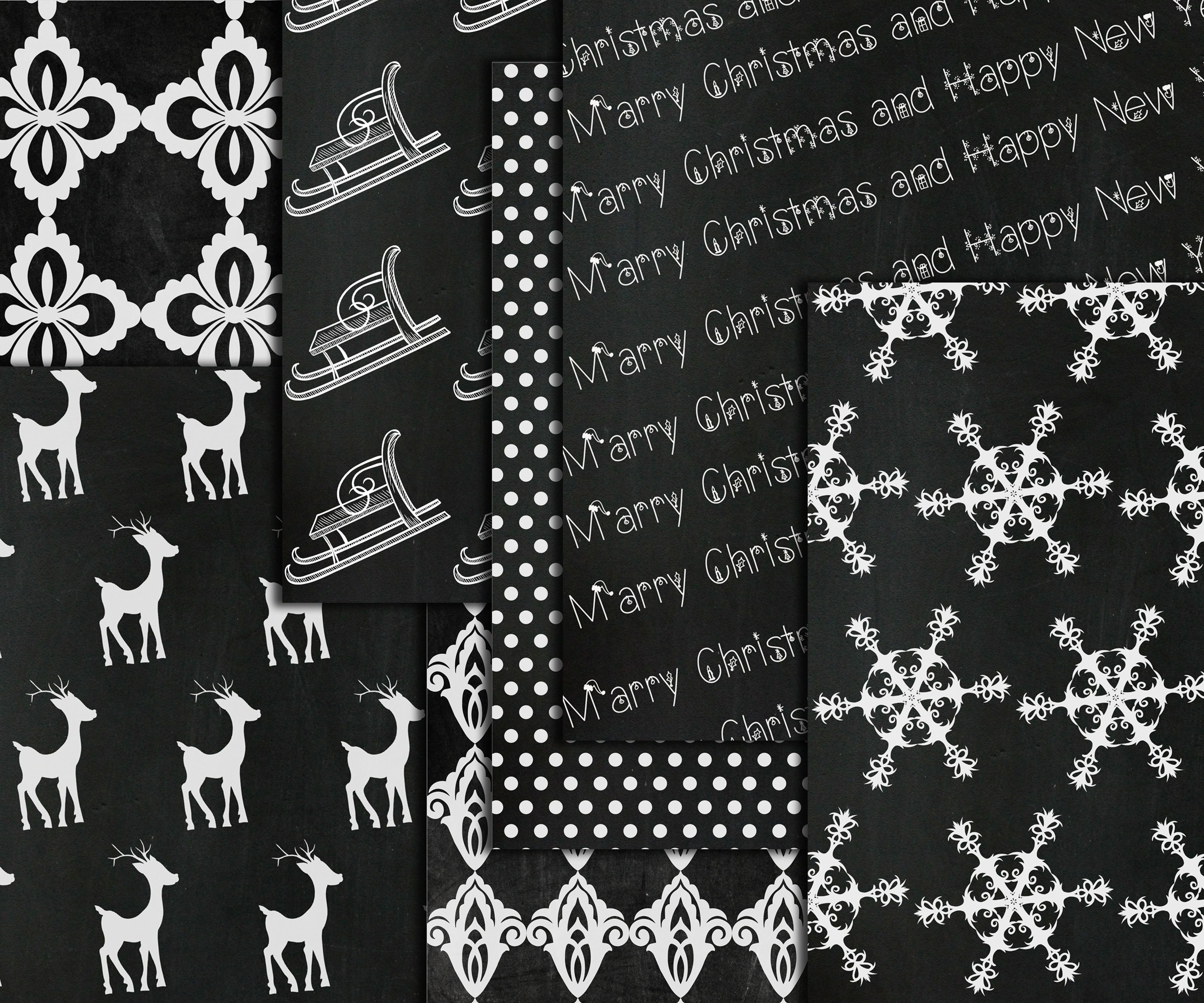 Chalkboard Christmas Digital Paper (30933) | Backgrounds | Design Bundles