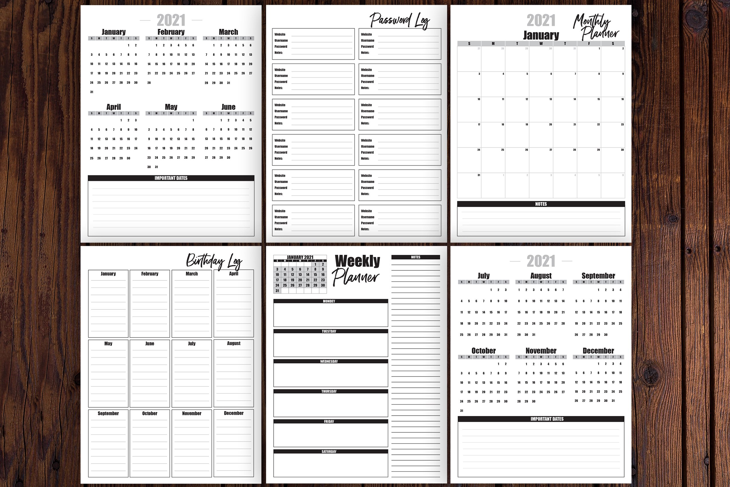 2021 Planner Printable Set (1048493) | Digital | Design Bundles