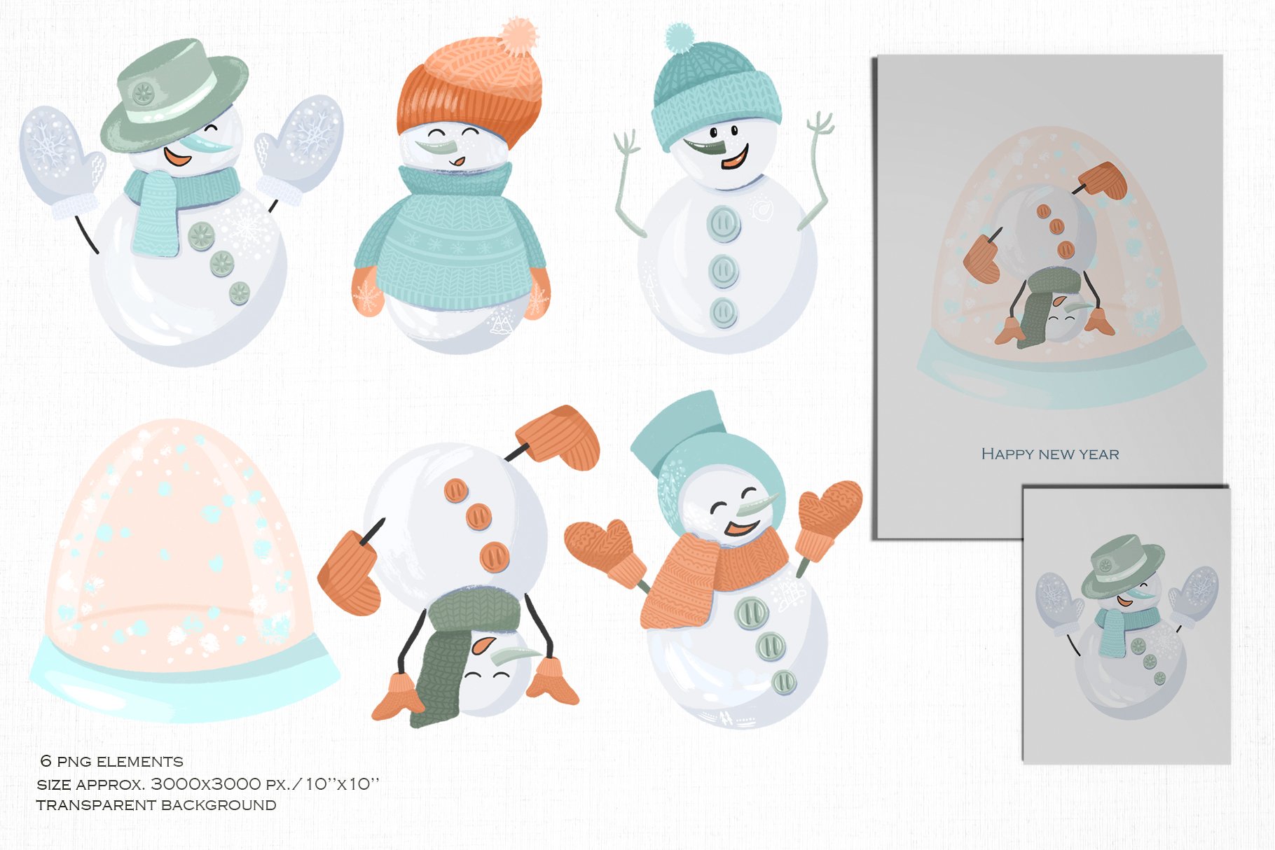 Snowman clipart, part 1 (908150) | Illustrations | Design Bundles