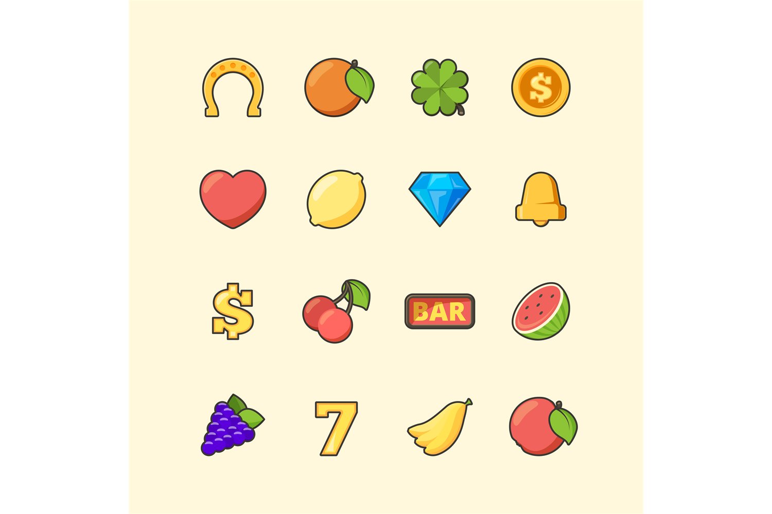 Slot Machine Symbols Icons