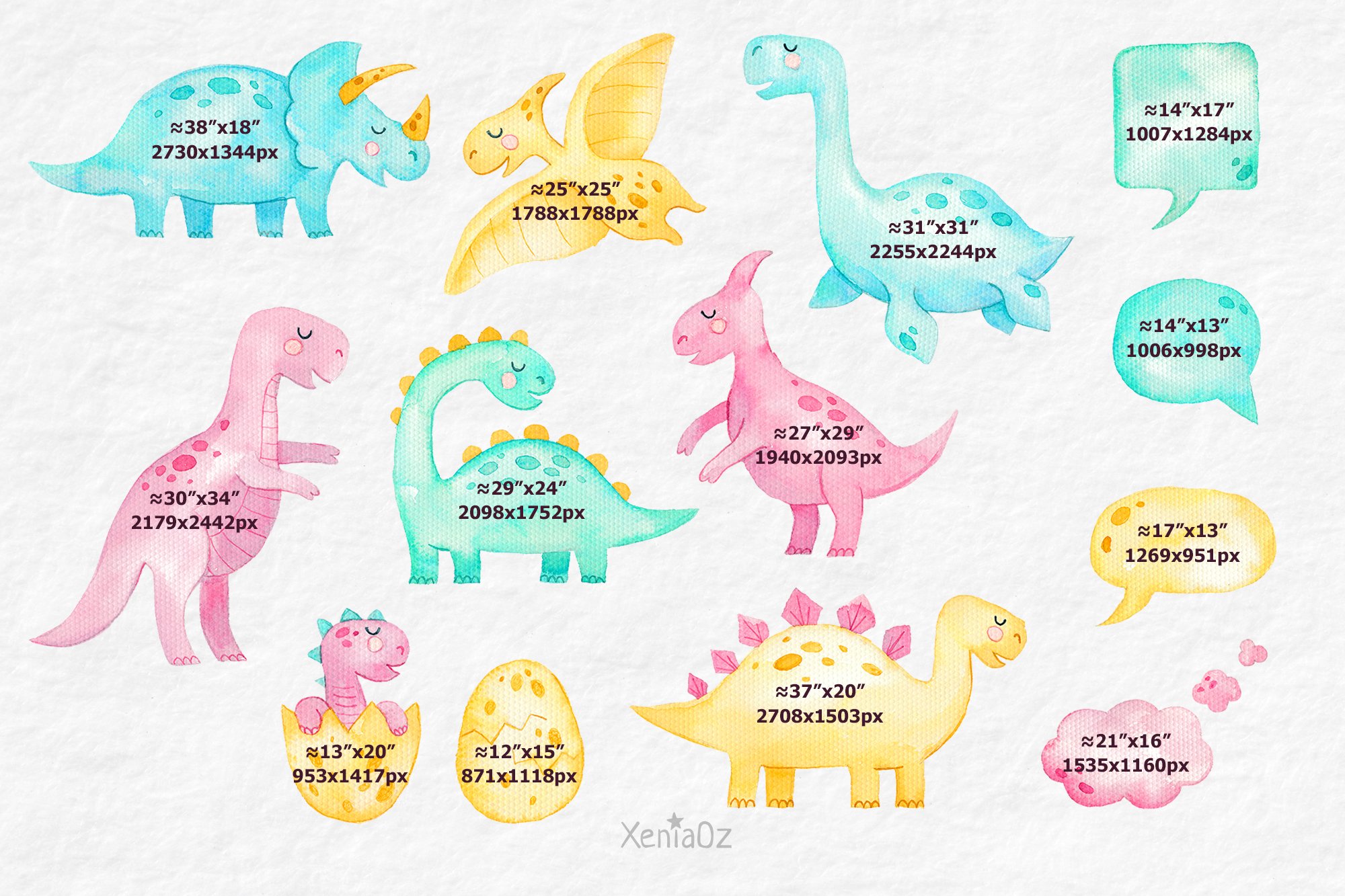 Watercolor cute dinosaurs clipart, PNG (530995) | Elements | Design Bundles