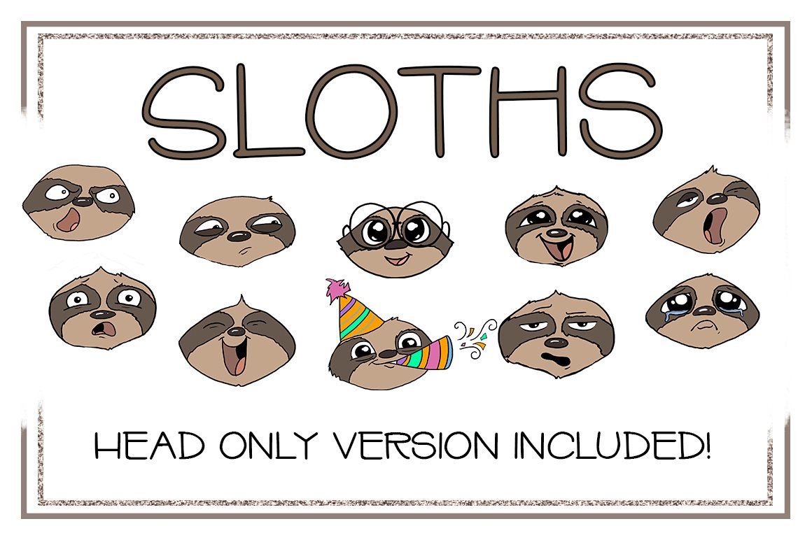 Sloth Emotion | Animal Clipart | Sloth emotions Bundle (55768 ...