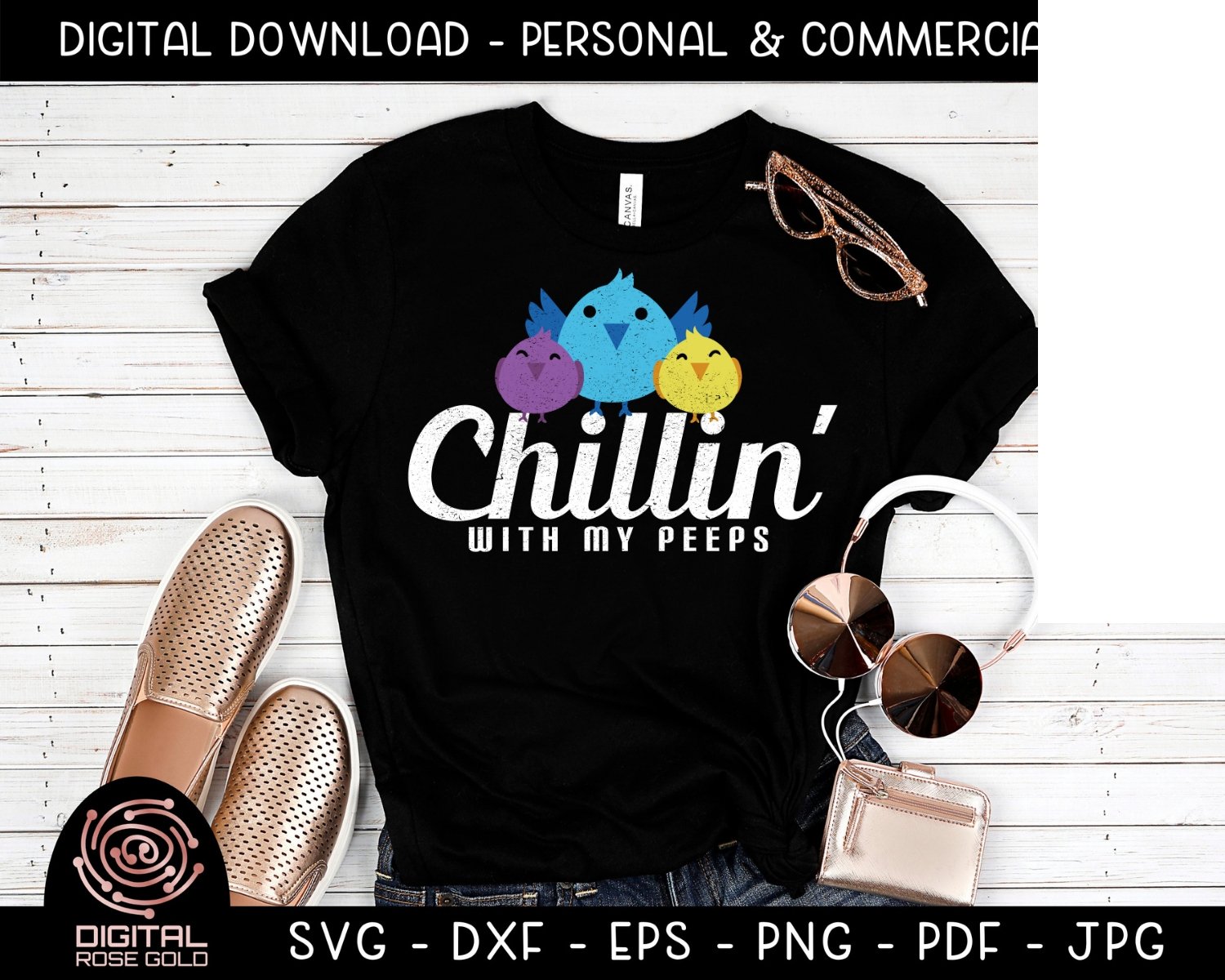 Chillin With My Peeps - Funny Easter SVG, Chicks Farm Animal (390431 ...