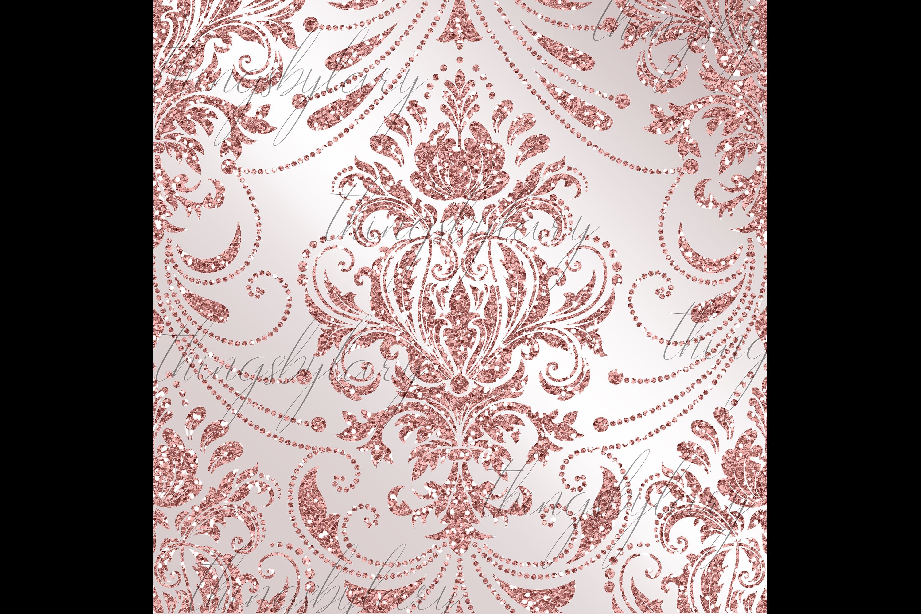 42 Pale Pink Peach Glitter Seamless Damask Ornament Overlays (141953 ...