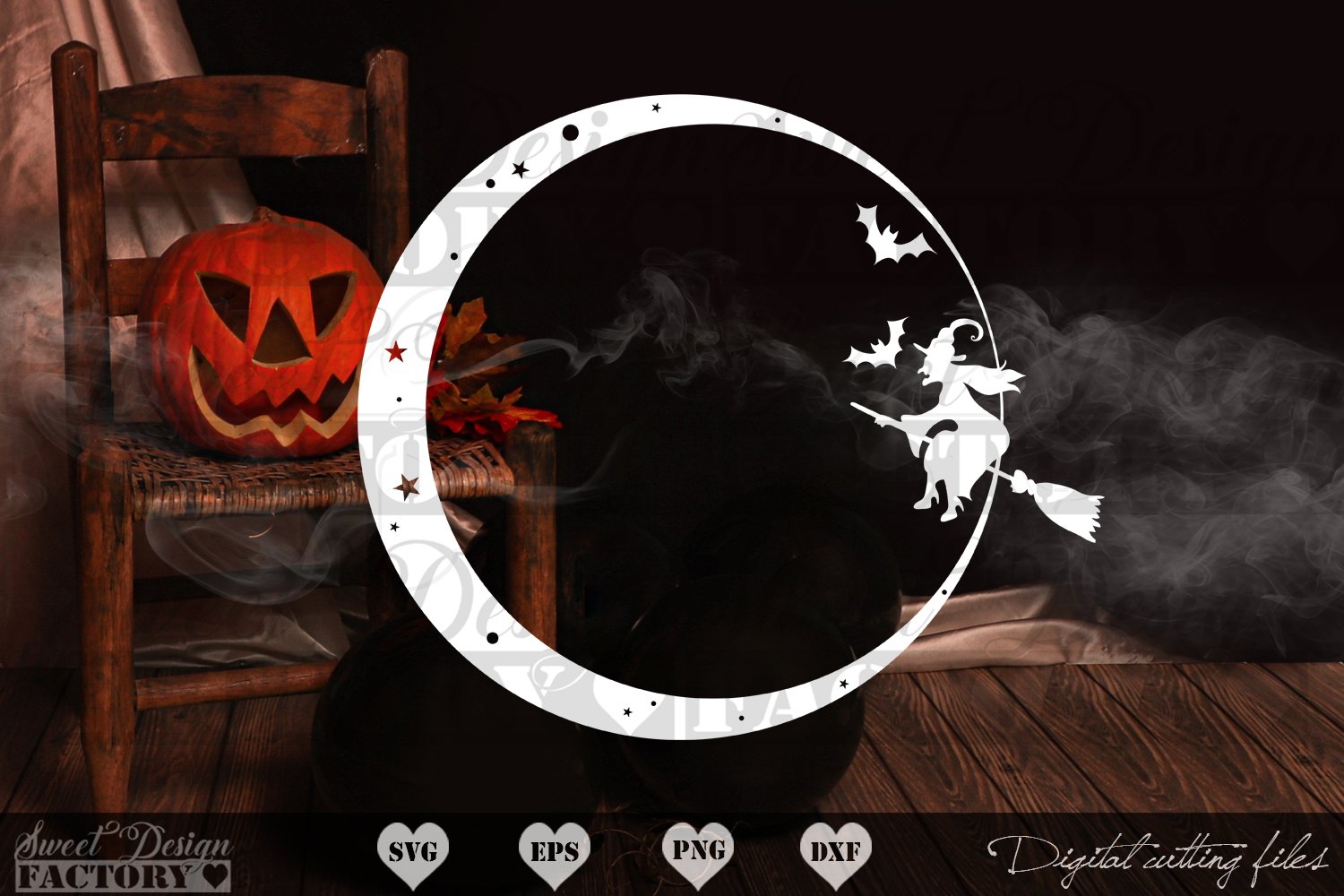 Halloween moon frame SVG (892588) | Cut Files | Design Bundles