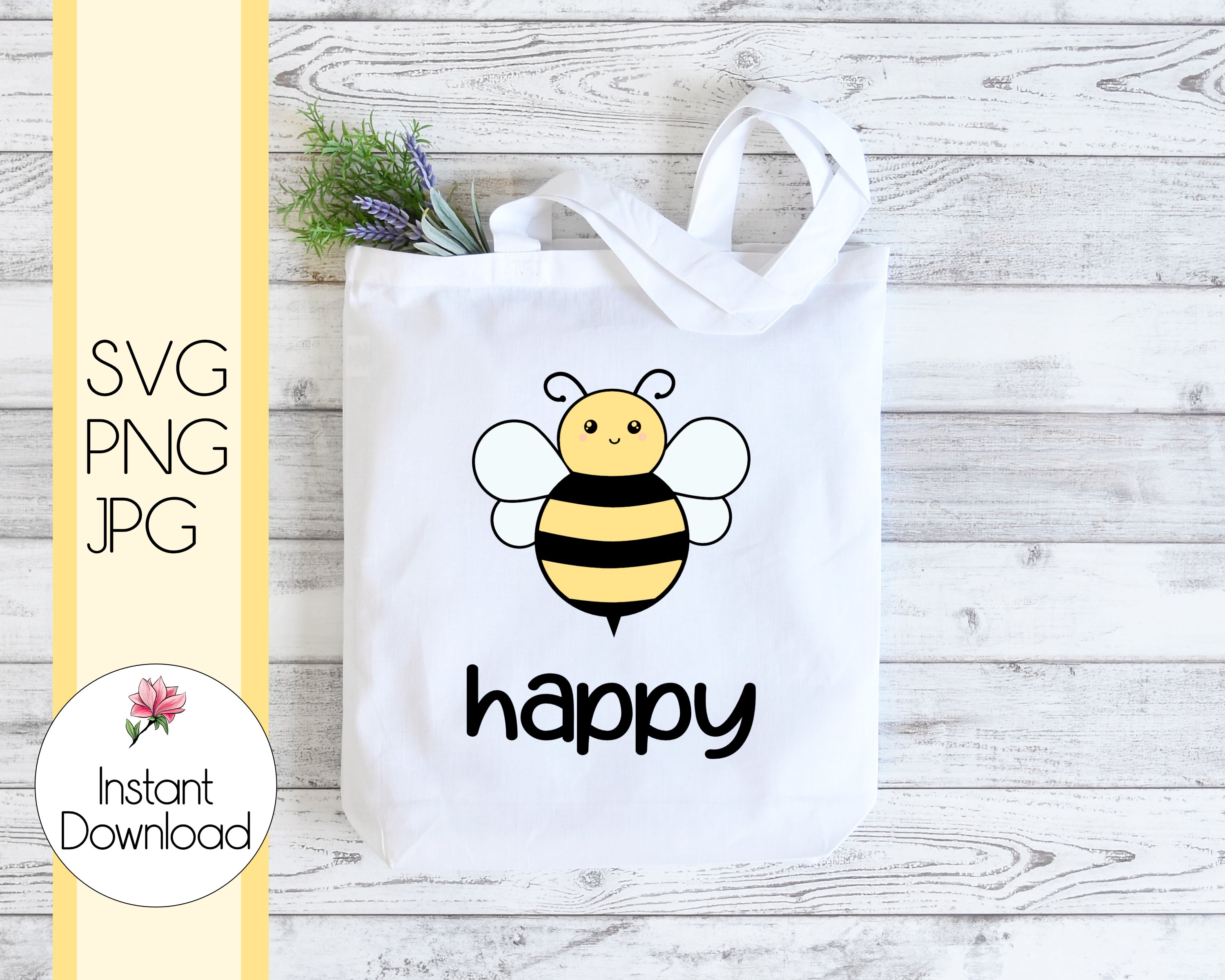 Bee Happy SVG, Bee SVG, Kawaii Bee Cut File (1145221) | Cut Files ...