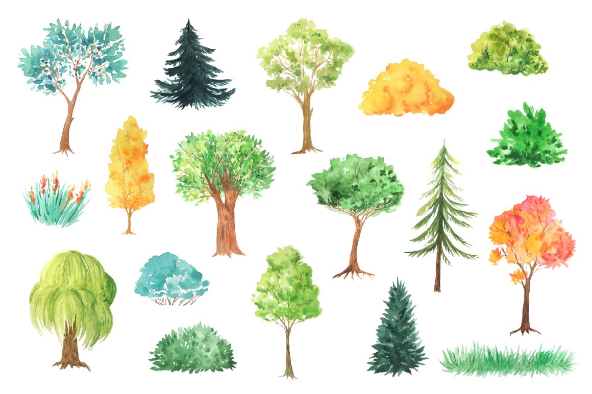Watercolor Trees