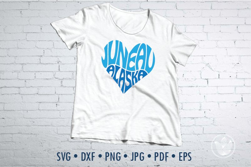 Juneau Alaska SVG cut file in a Heart Shape