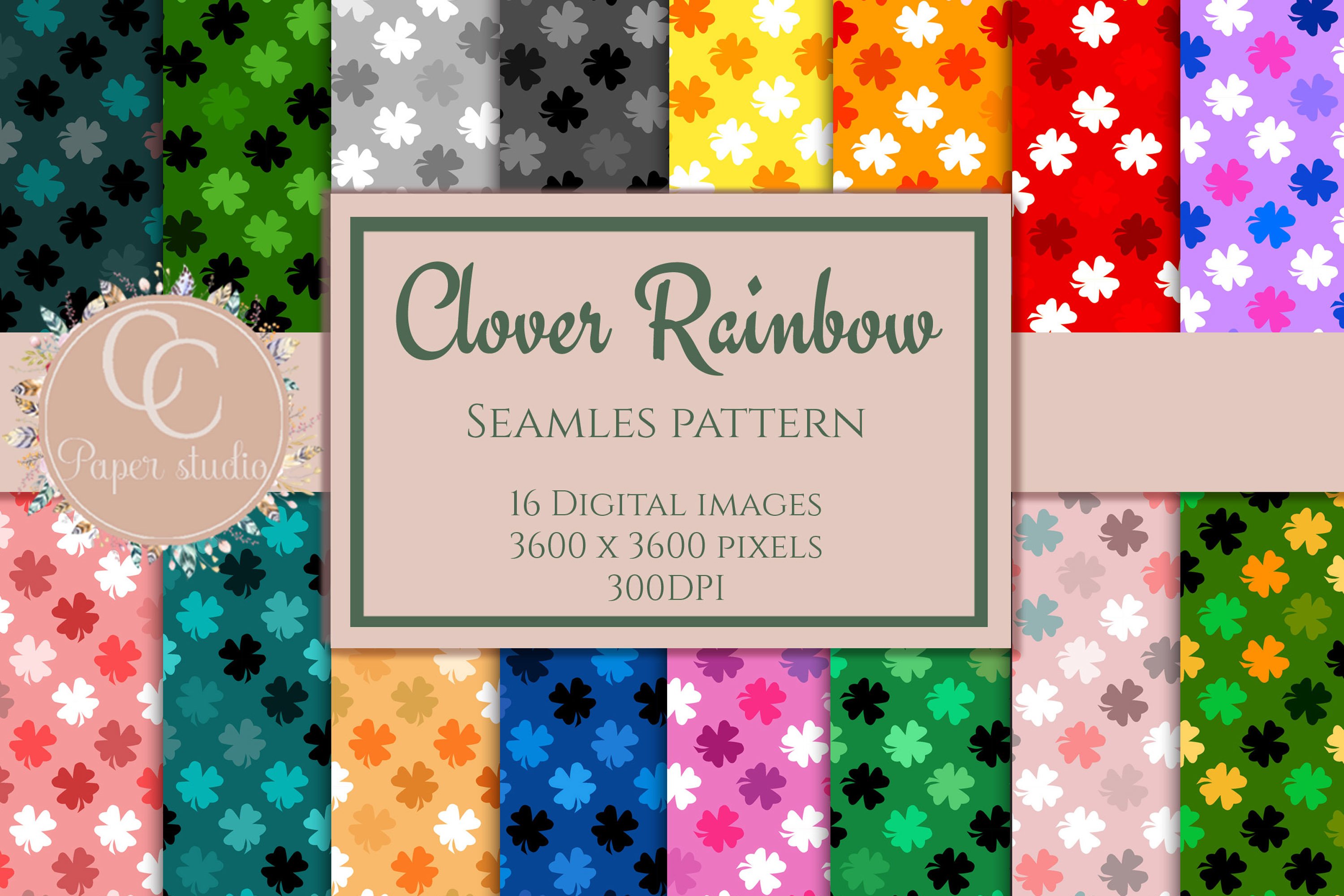 Digital paper - Rainbow fun paper - Clover edition (927595) | Patterns ...