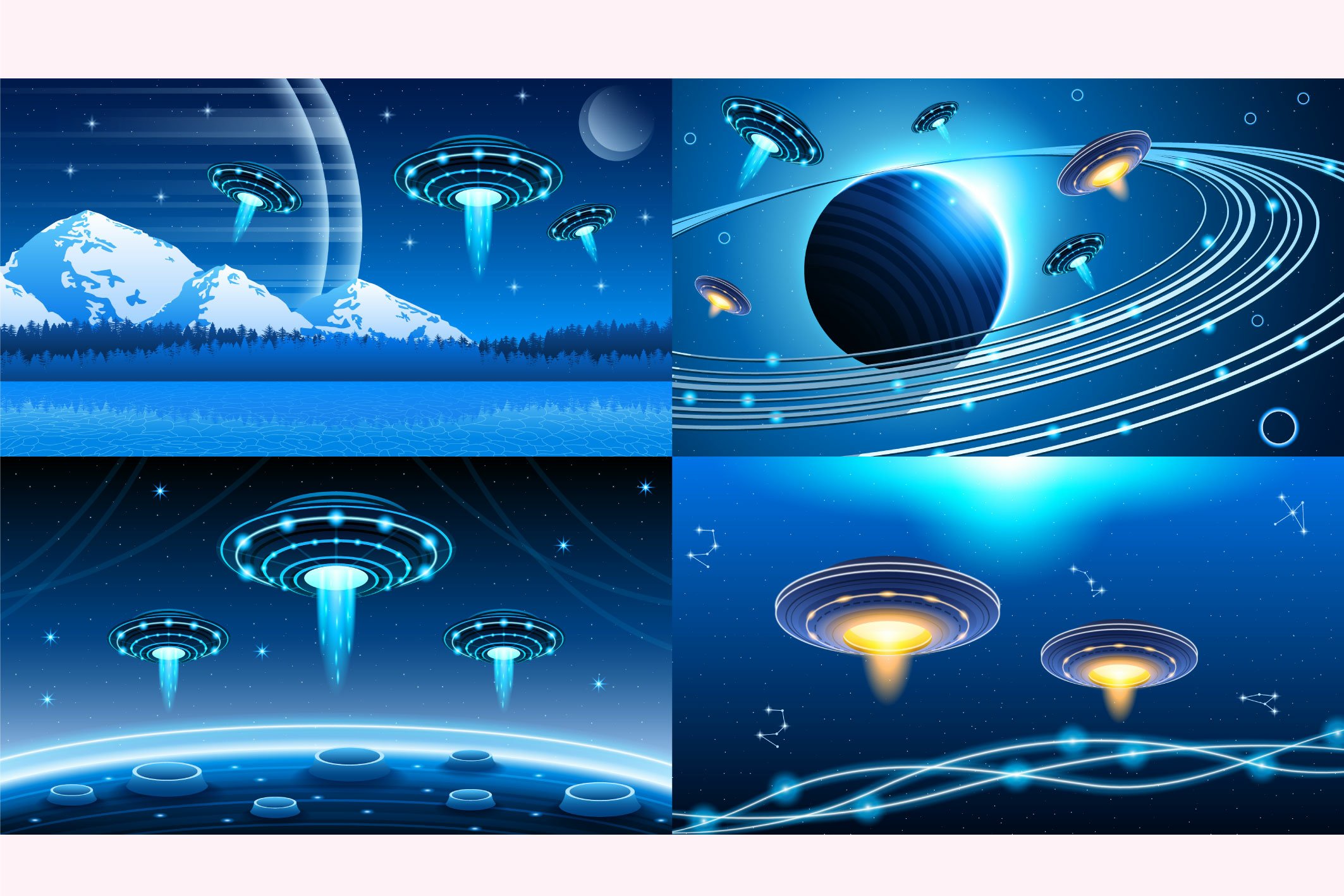 Set Collection Ufo Background Vector Landscape This pack (1285470 ...
