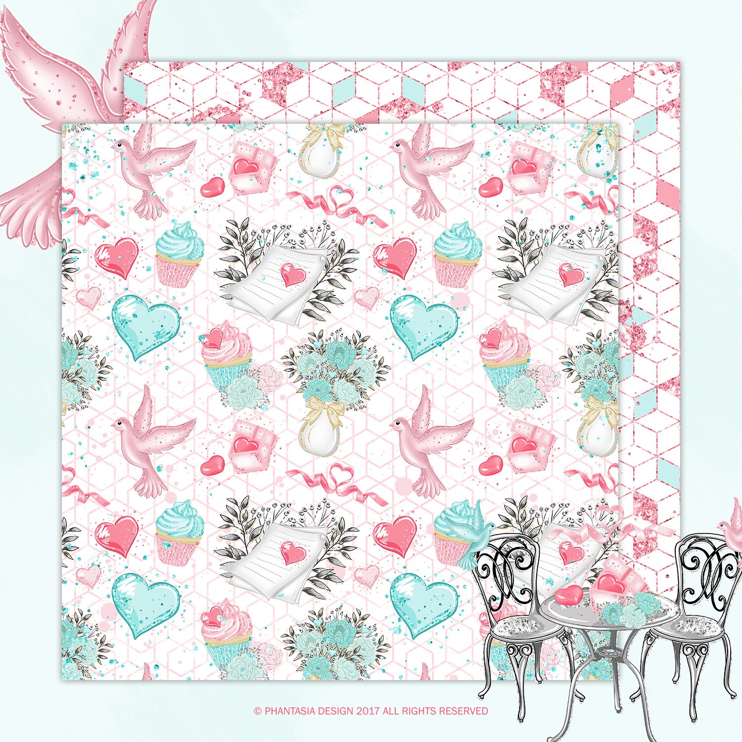 Valentines Day Digital Paper Pack (278526) | Patterns | Design Bundles