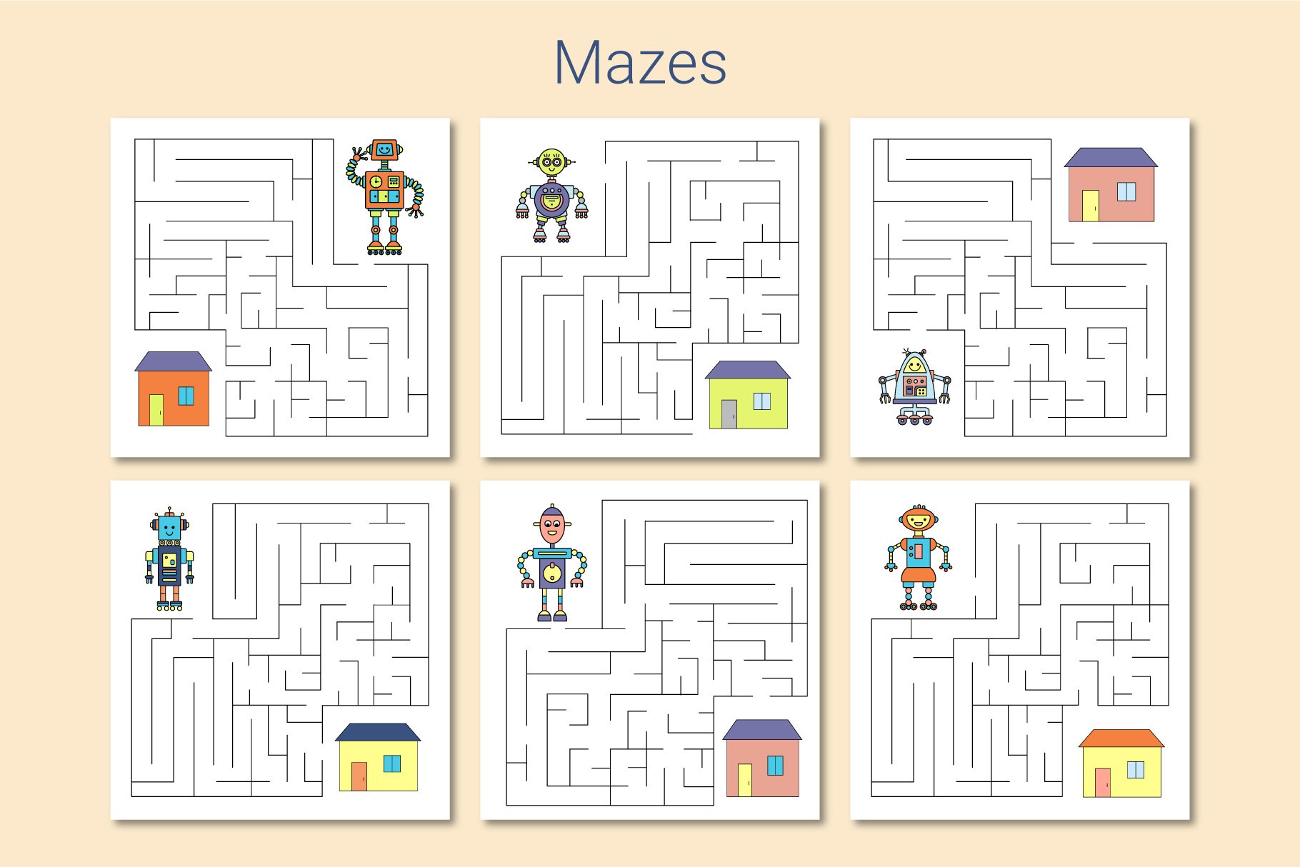 Robots Activities for kids. (985060) | Illustrations | Design Bundles