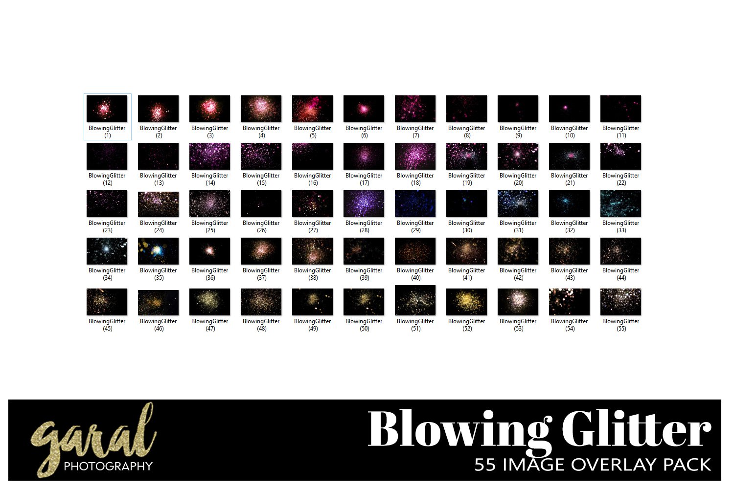 55 BLOWING GLITTER Digital Overlays (597518) | Actions | Design Bundles