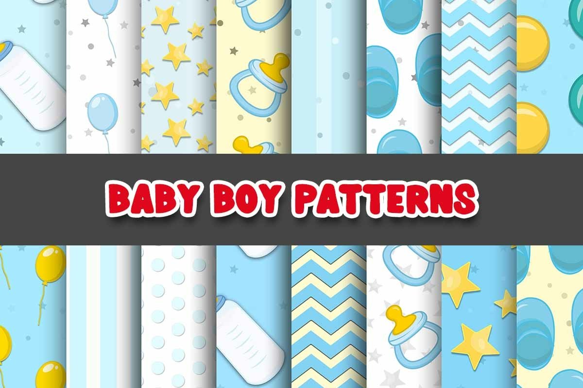 Baby Boy Digital Paper Patterns (1293300) | Patterns | Design Bundles