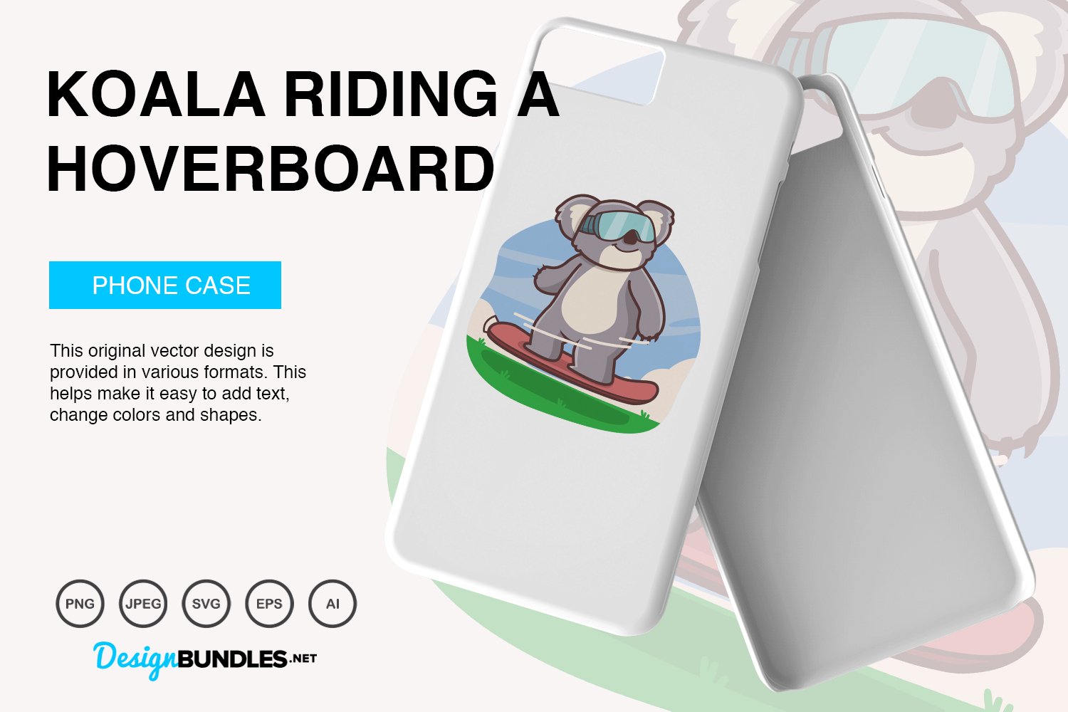 Koala Riding a Hoverboard Vector Illustration