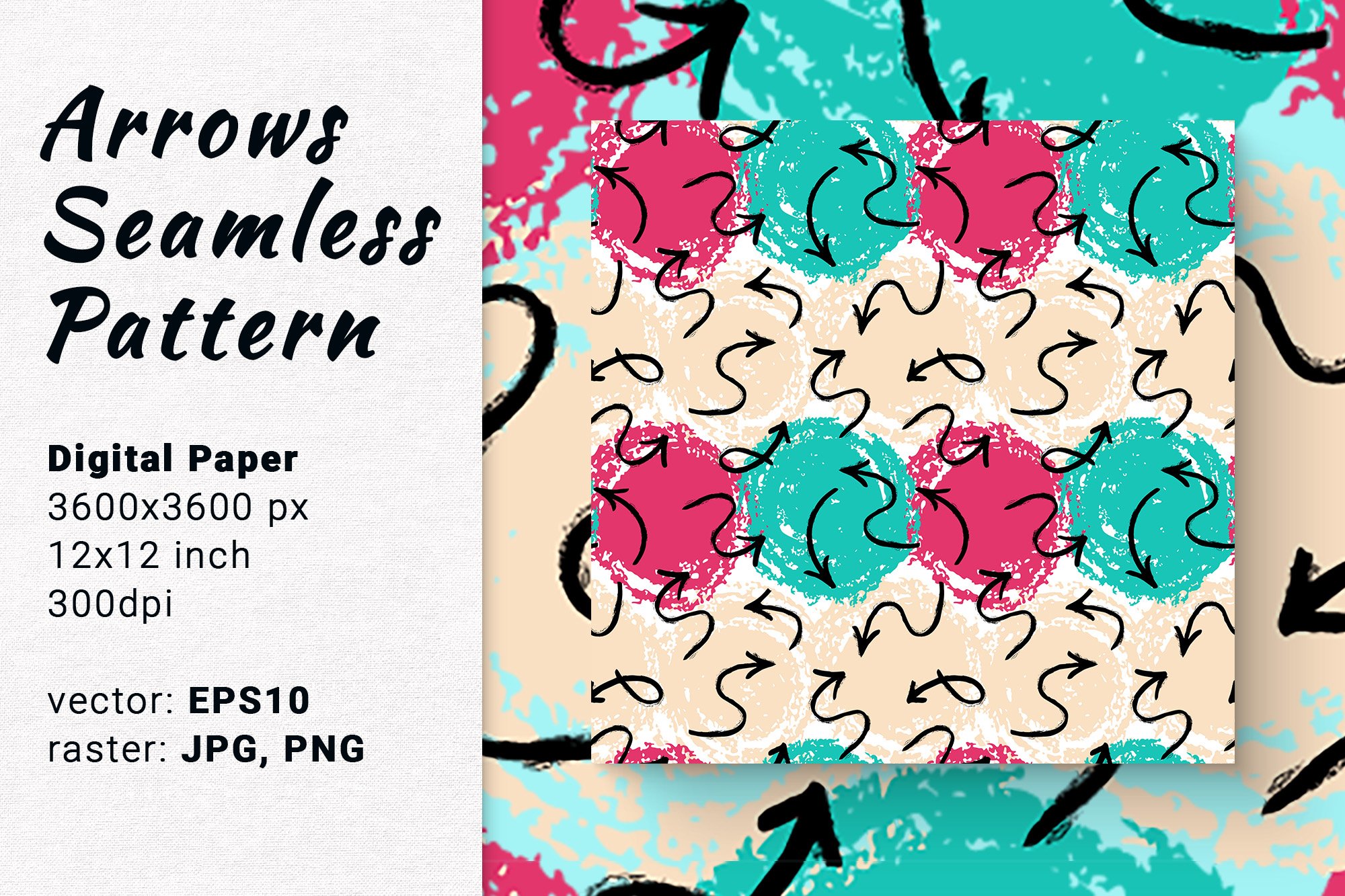 Arrows Digital Paper, Hand Drawn Arrow Seamless Pattern (787321 ...