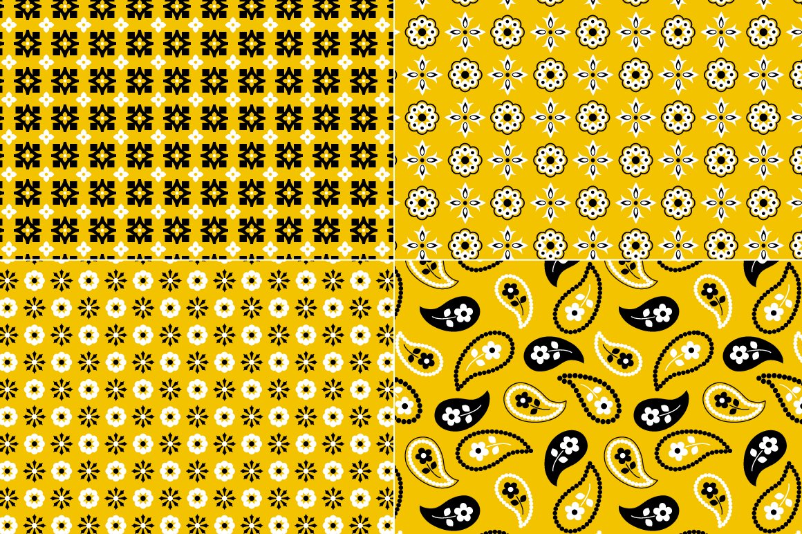 Seamless Yellow Bandana Patterns (160491) | Patterns | Design Bundles
