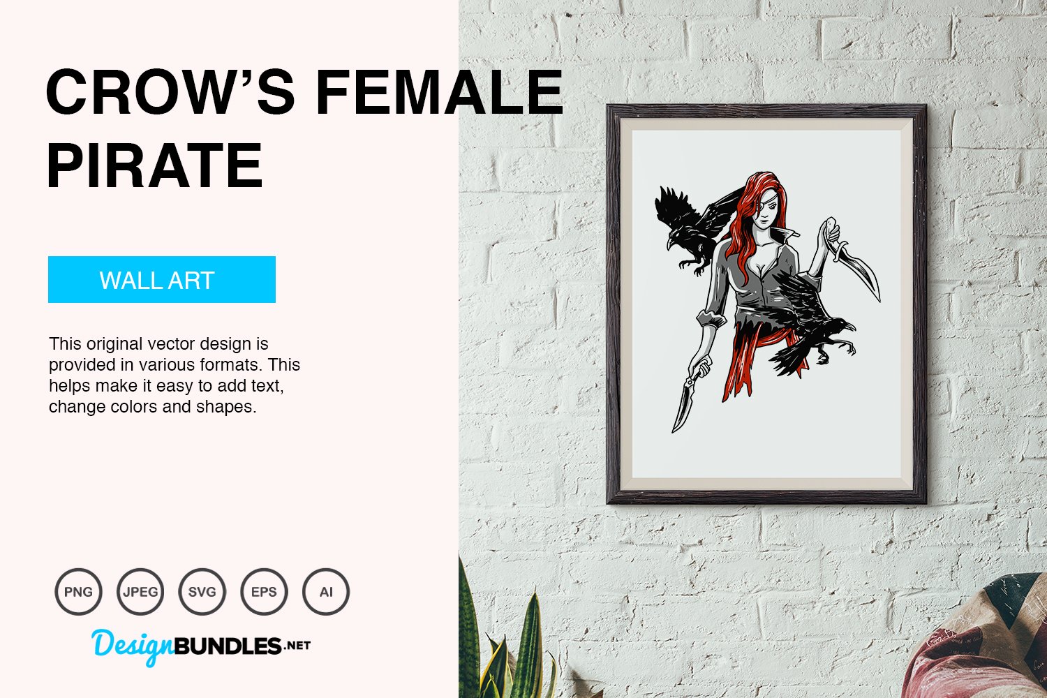 Crow's Female Pirate Vector Illustration