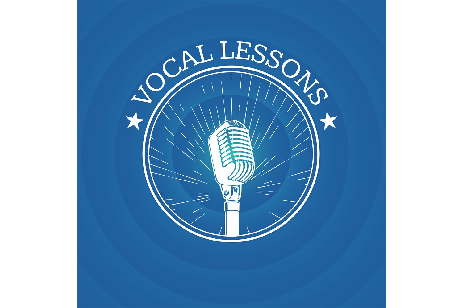 Vector vocal lessons logo with retro microphone on vintage s (772791 ...