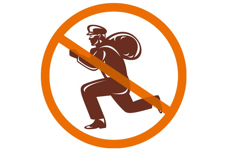 Sign of no burglar thief running with loot (267267) | Illustrations ...