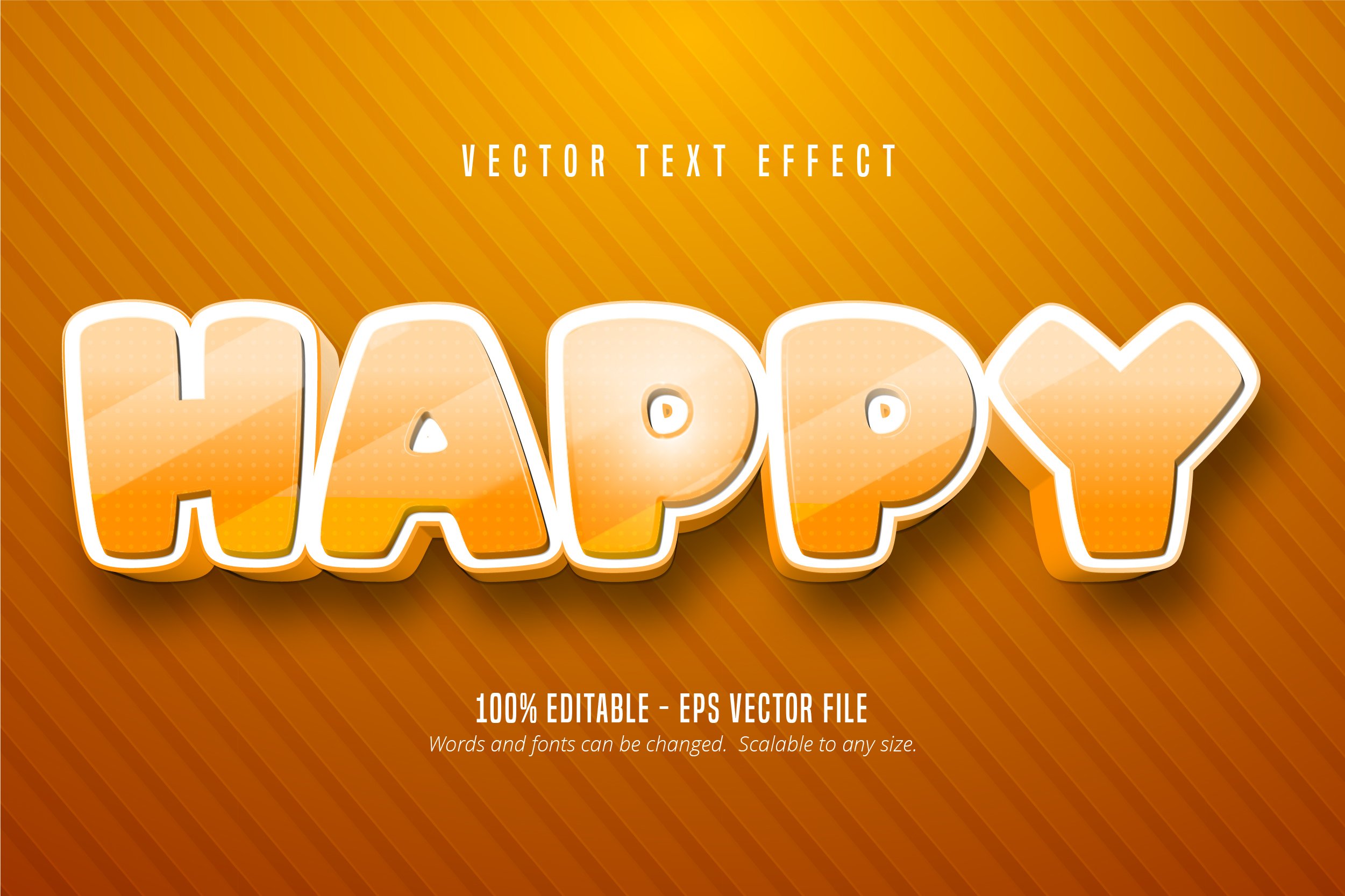 Happy text, cartoon style editable text effect (868962) | Illustrator ...