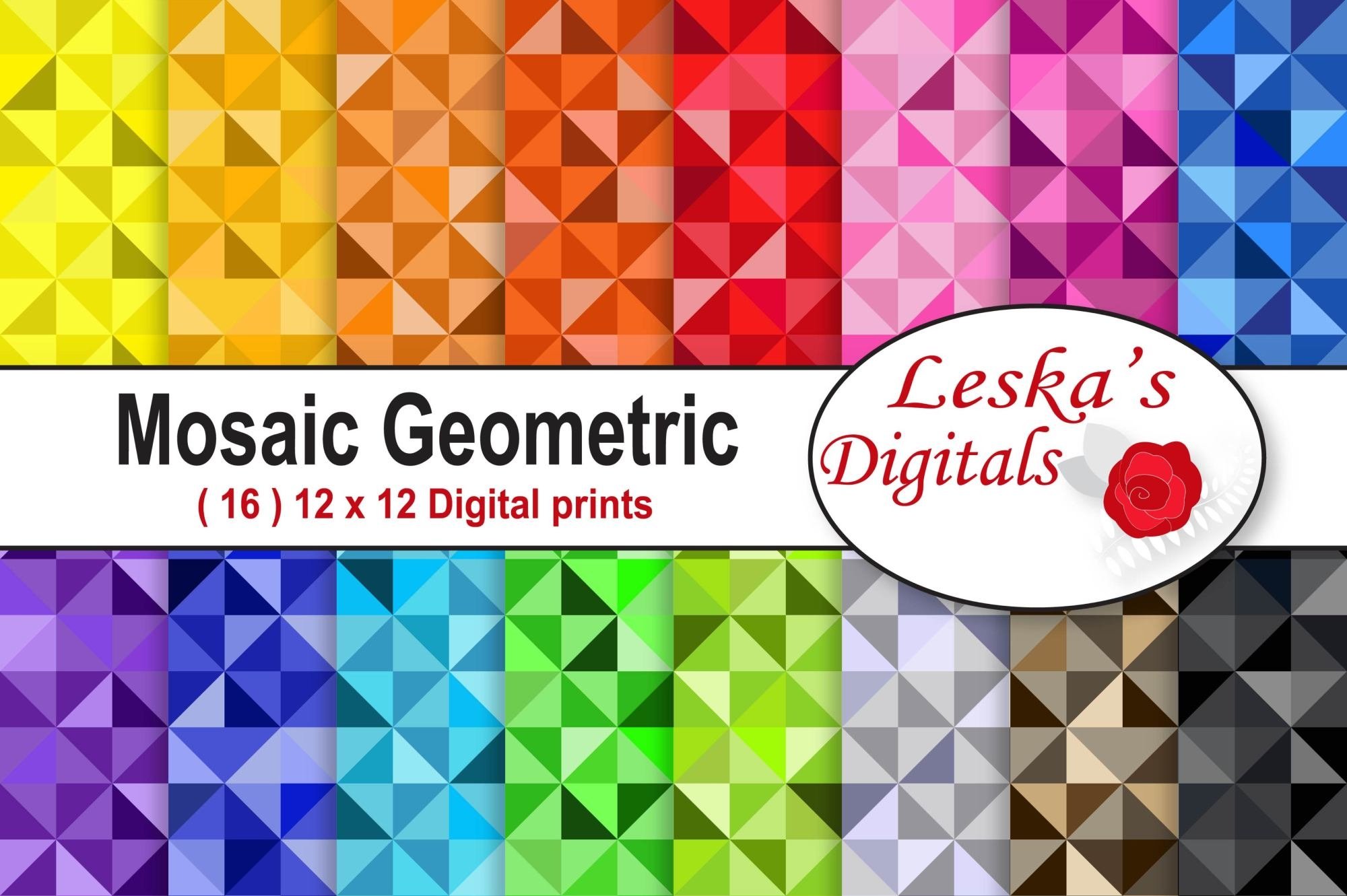 Colorful Mosaic Geometric Pattern (13101) | Patterns | Design Bundles