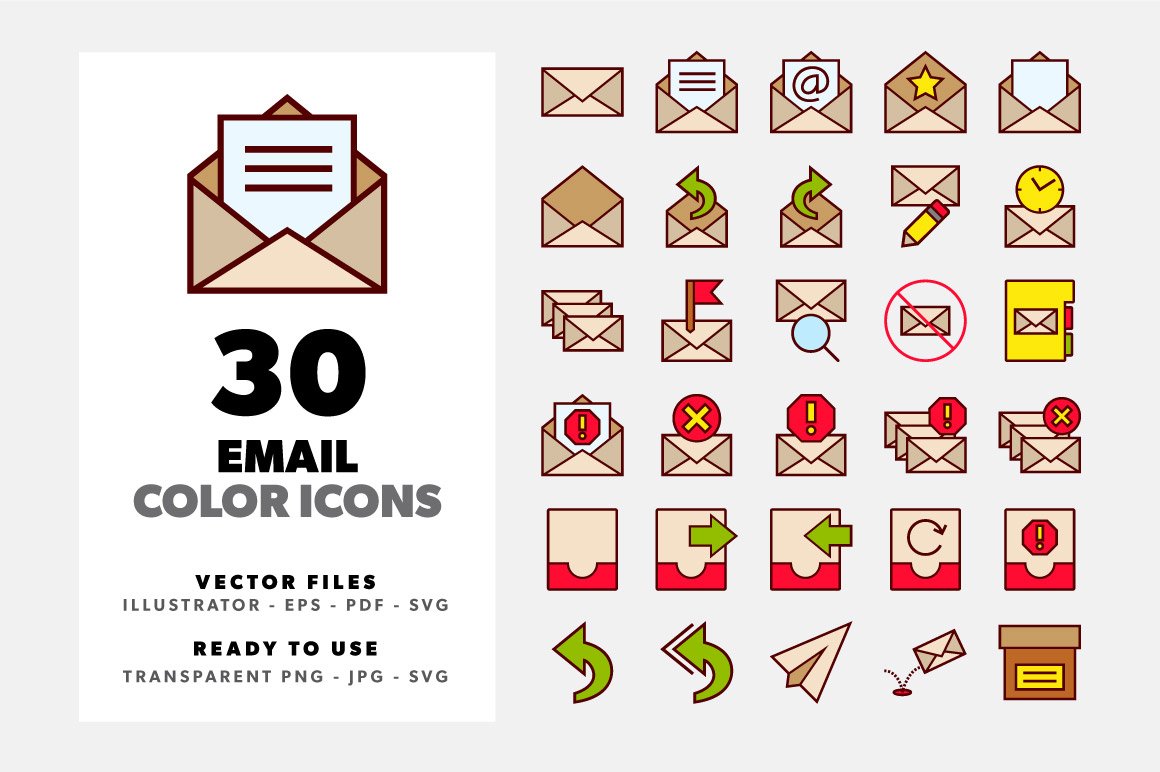 Email Color Icon Set (406560) | Icons | Design Bundles