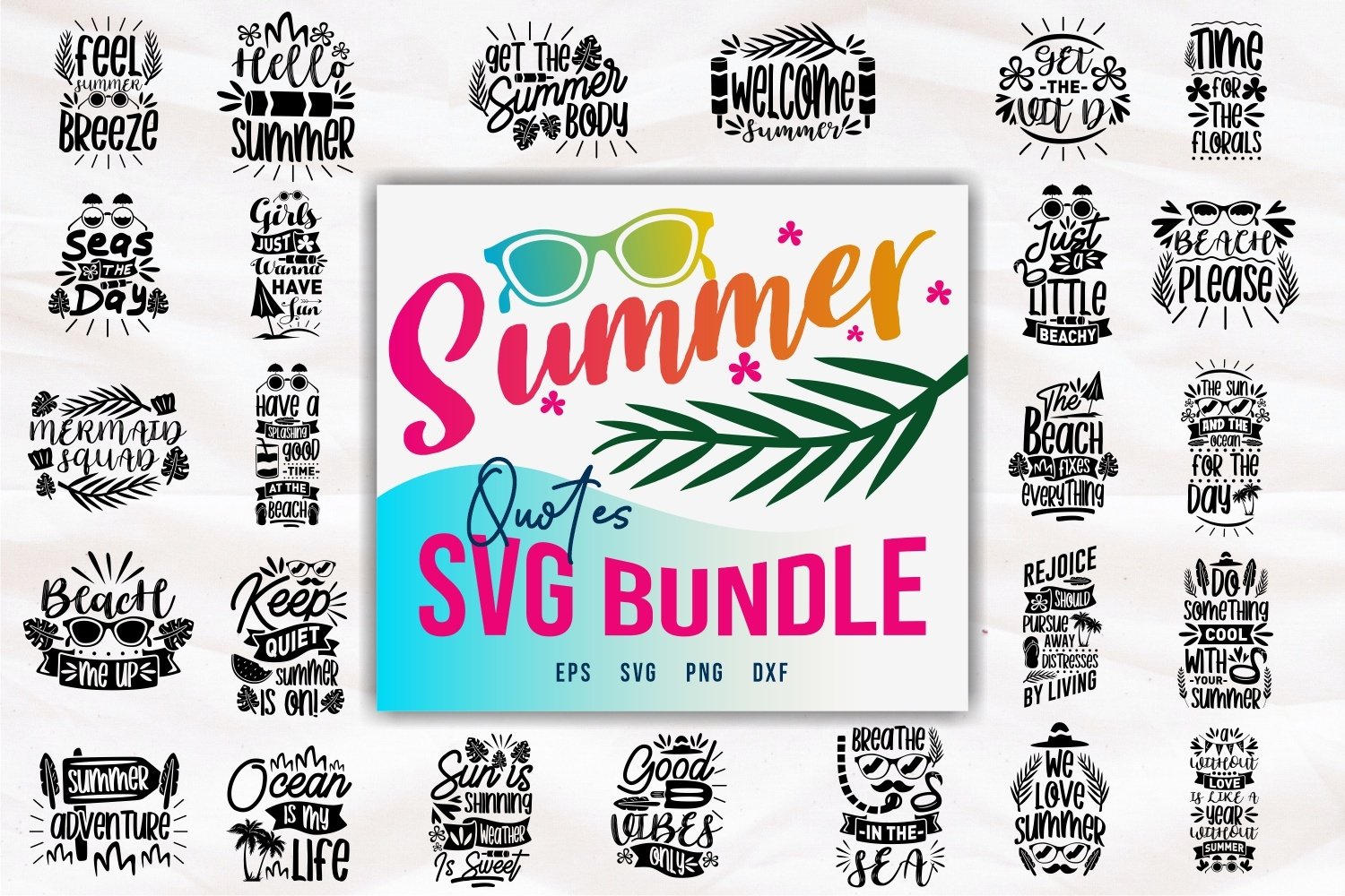 Summer Inspiring Quotes SVG Bundle, Summer Slogans PNG (1156952) | Hand ...