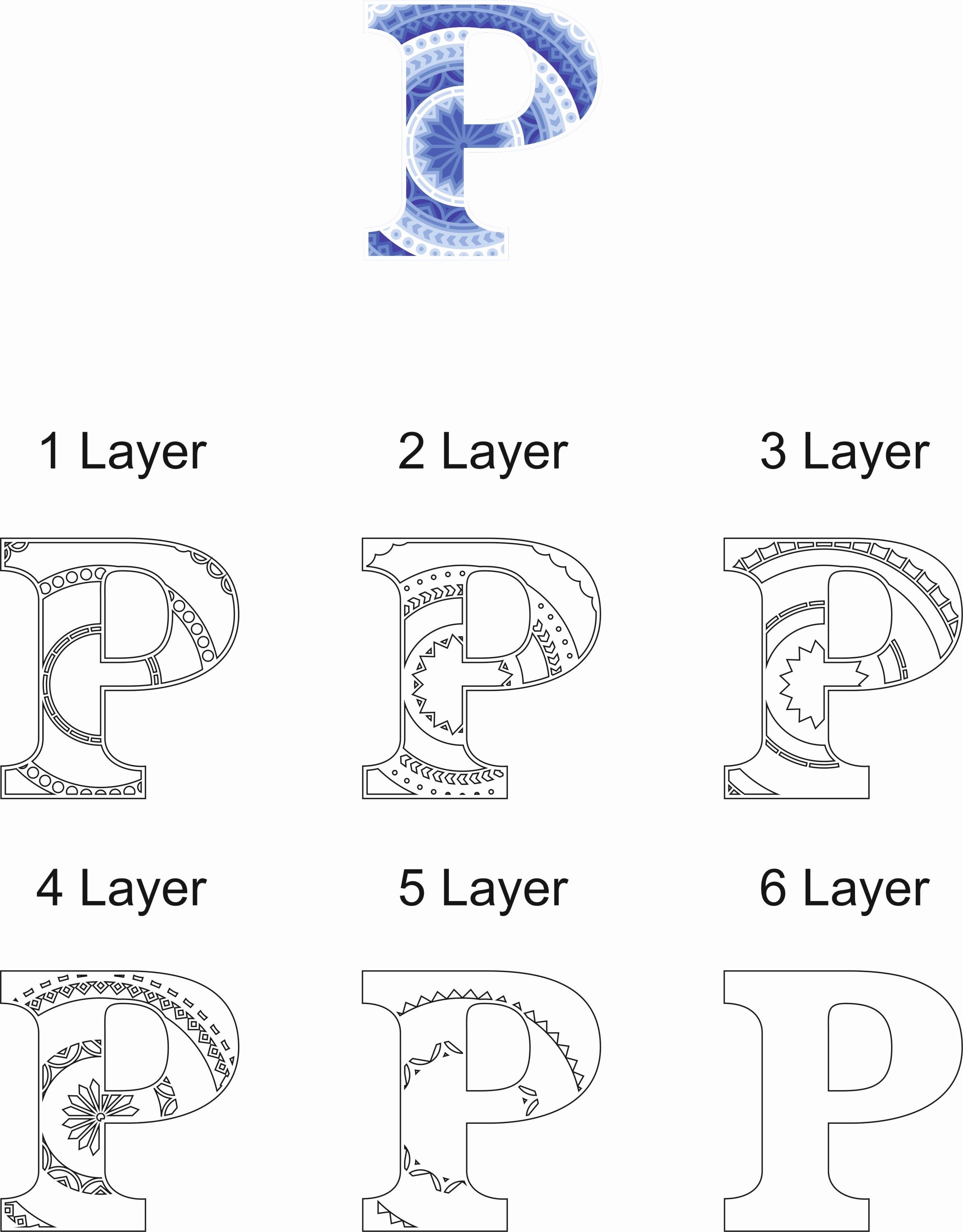 Layered Letter P, Layered letters SVG, Multilayer Letters (898071 ...