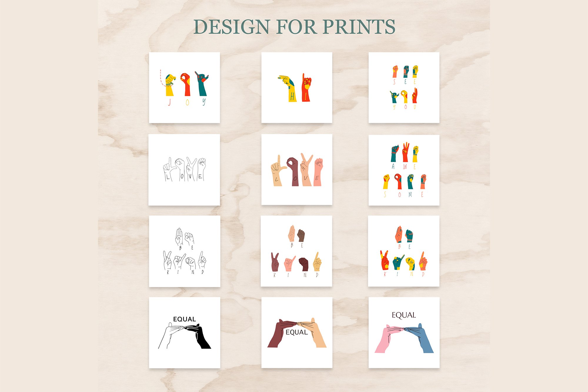 ASL, Sign Language designs bundle for sublimation printing (1061186 ...