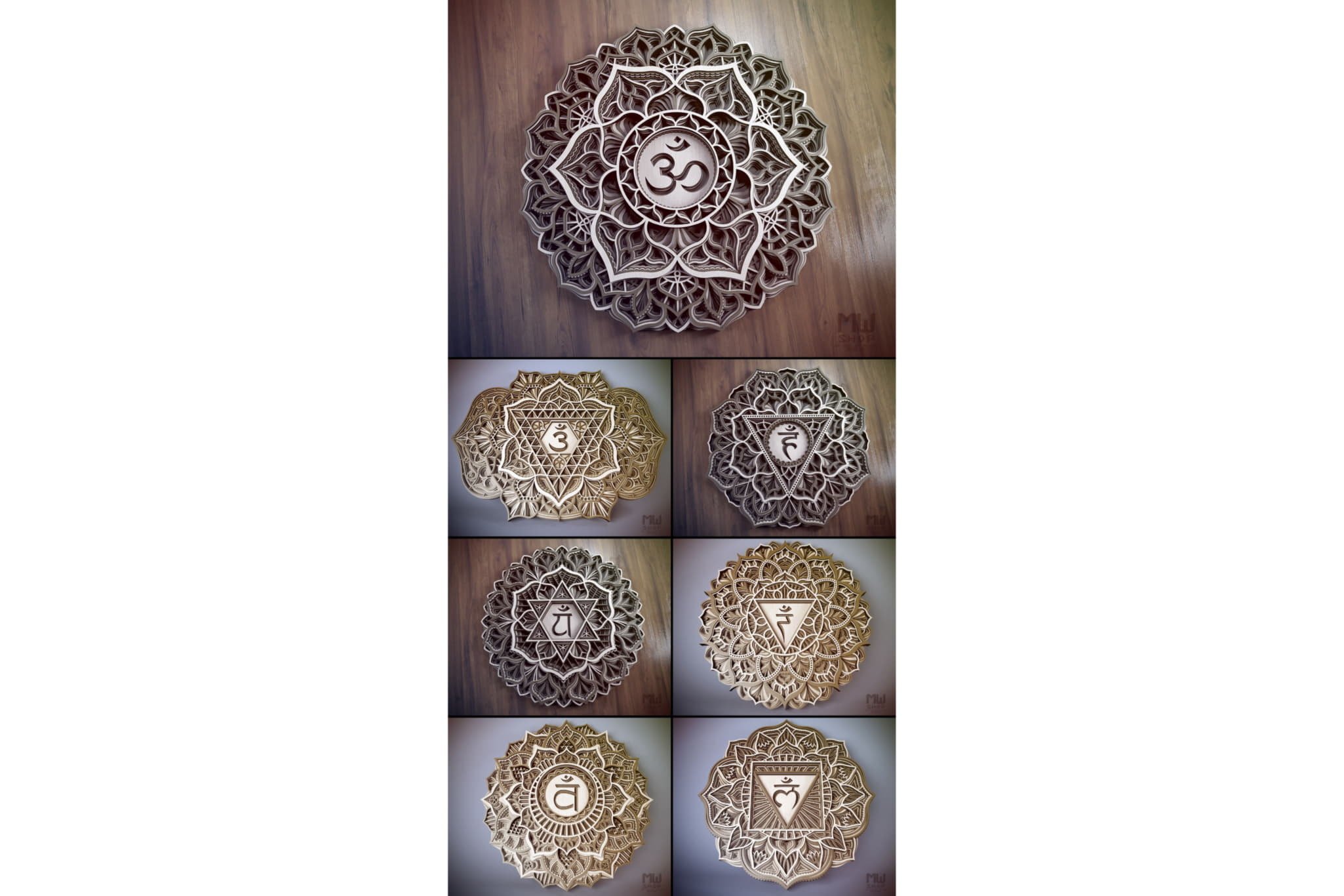 The 7 Chakras Mandala Bundle, Layered Mandala for Laser cut (582567 ...