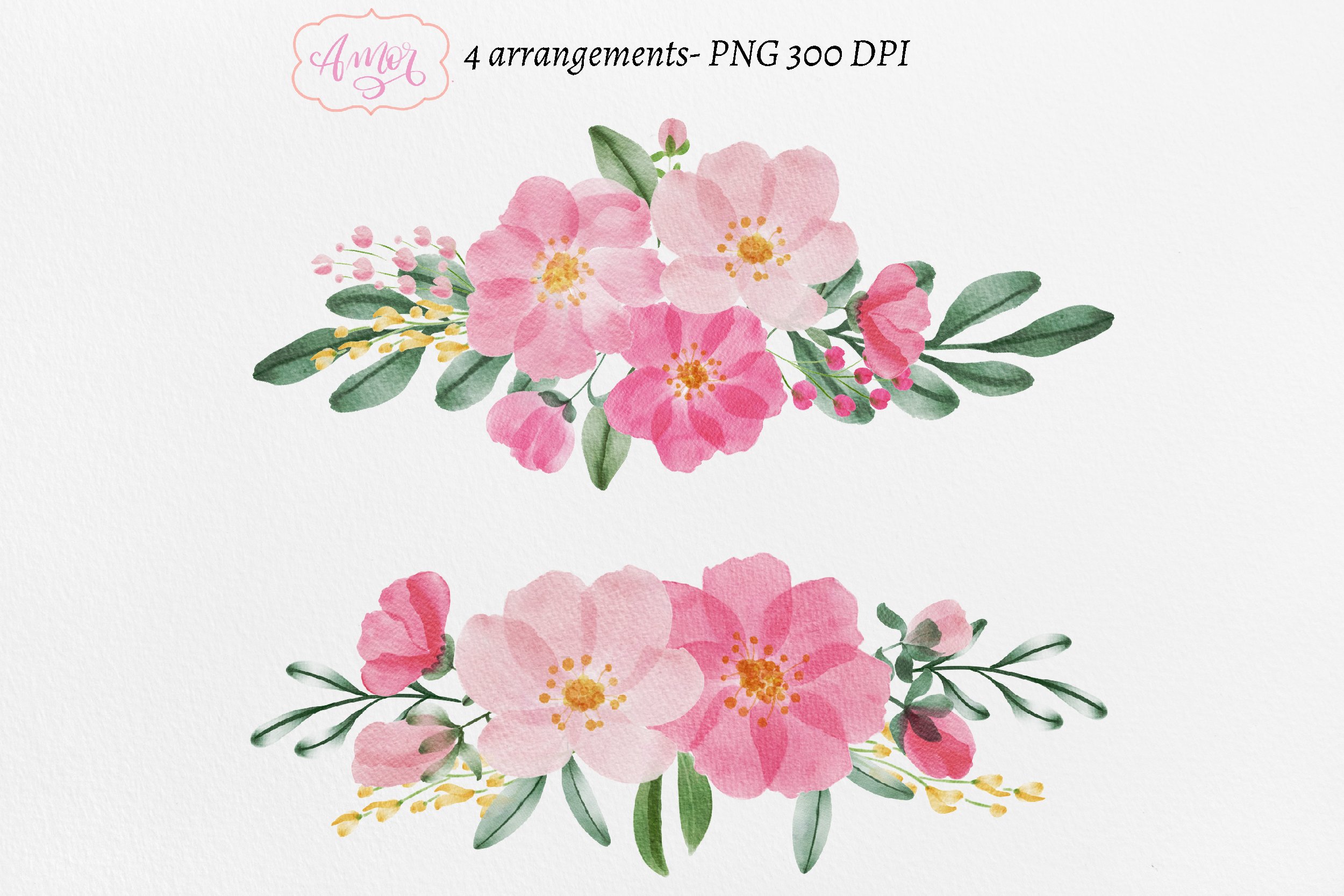 Watercolor soft pink florals clipart (1161834) | Illustrations | Design ...
