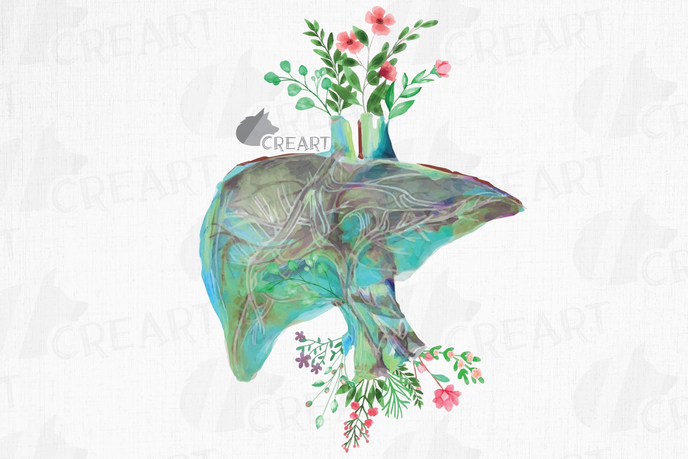 Floral anatomical liver decor design. Floral human liver png (517886 ...