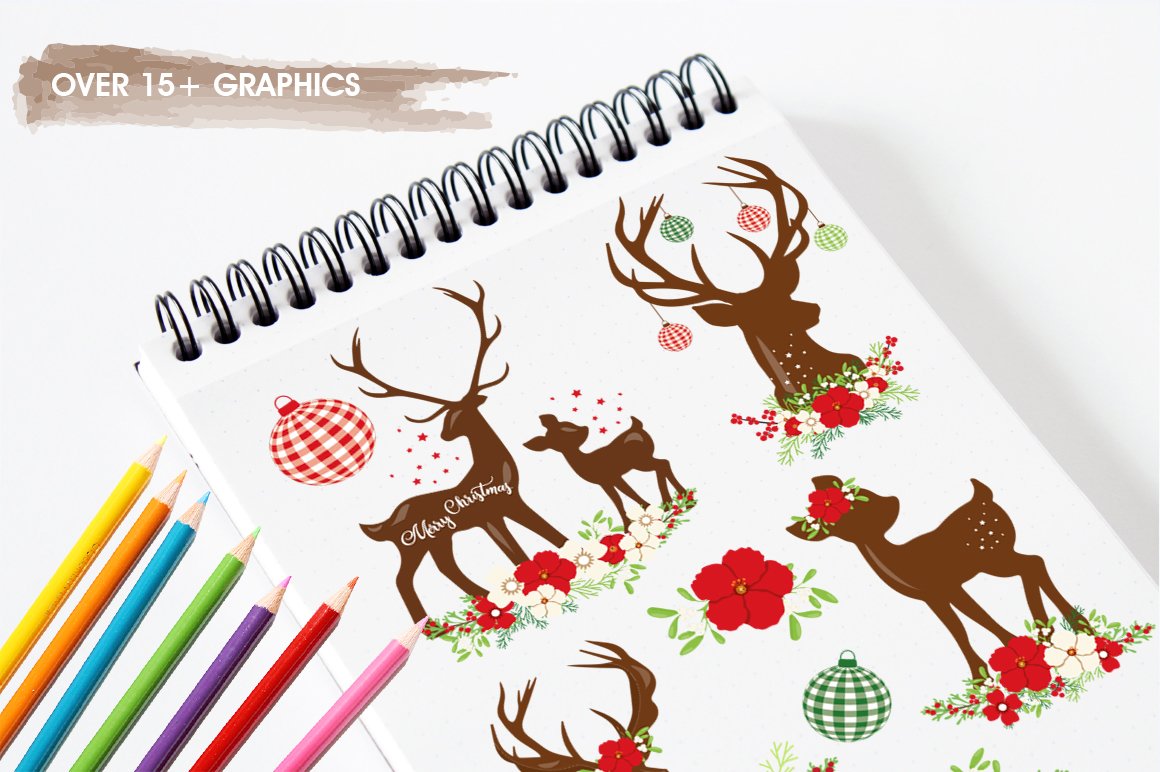 Christmas deers Graphics and illustrations, vector