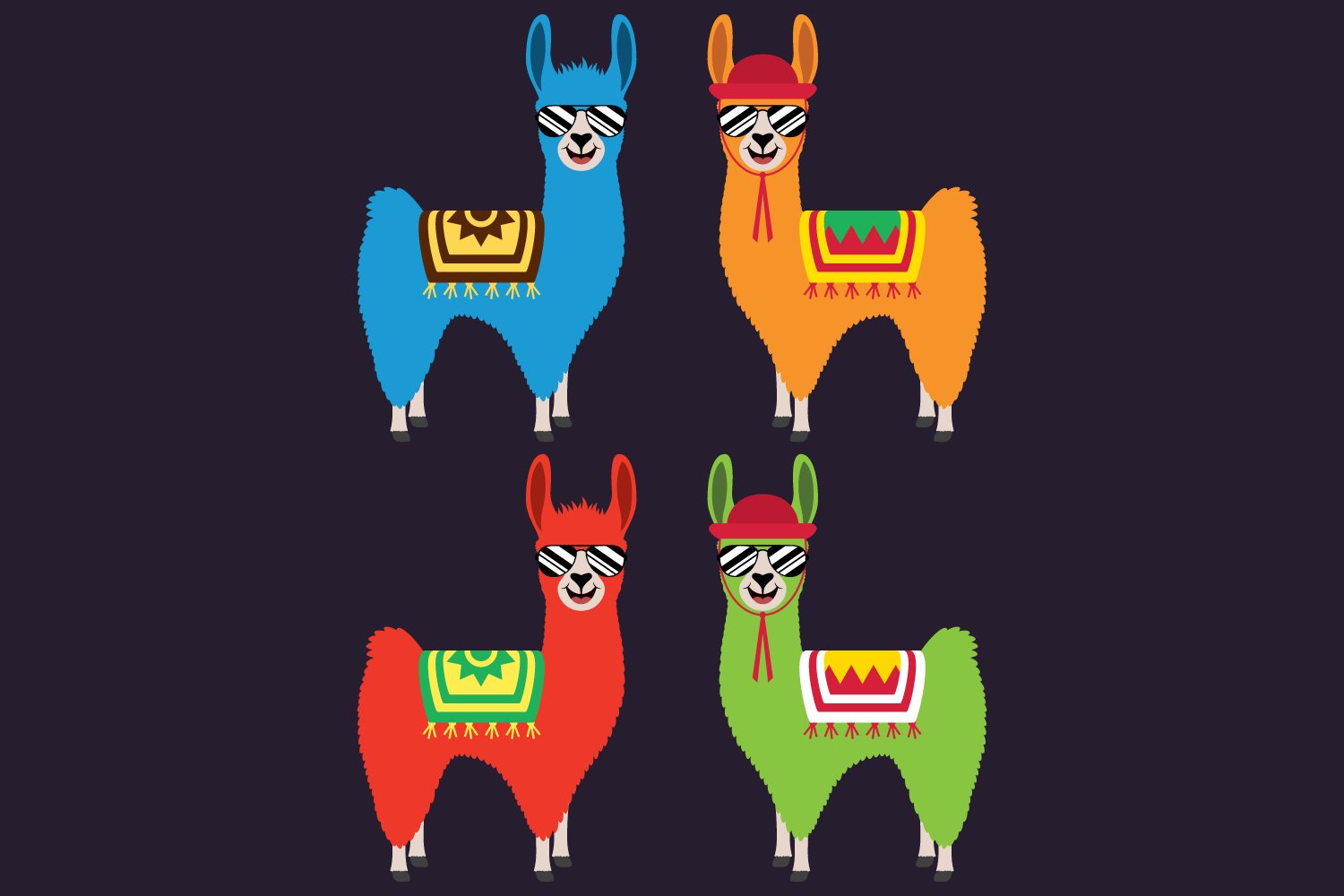 Cool Llama Clipart Bundle, Fun Cacti, PNG, JPEG, EPS (378955 ...