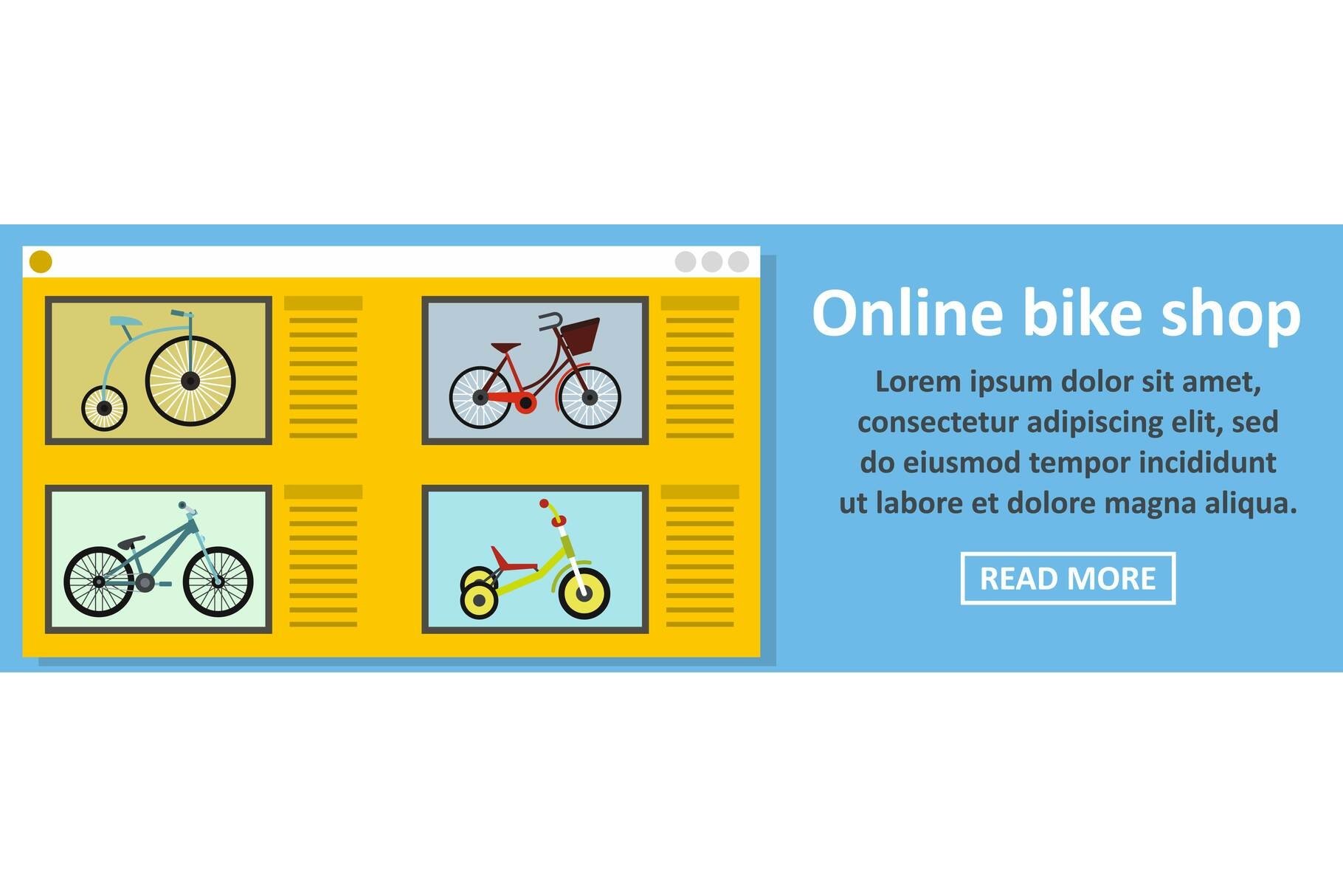 Online bike shop banner horizontal concept (497550) | Icons | Design ...