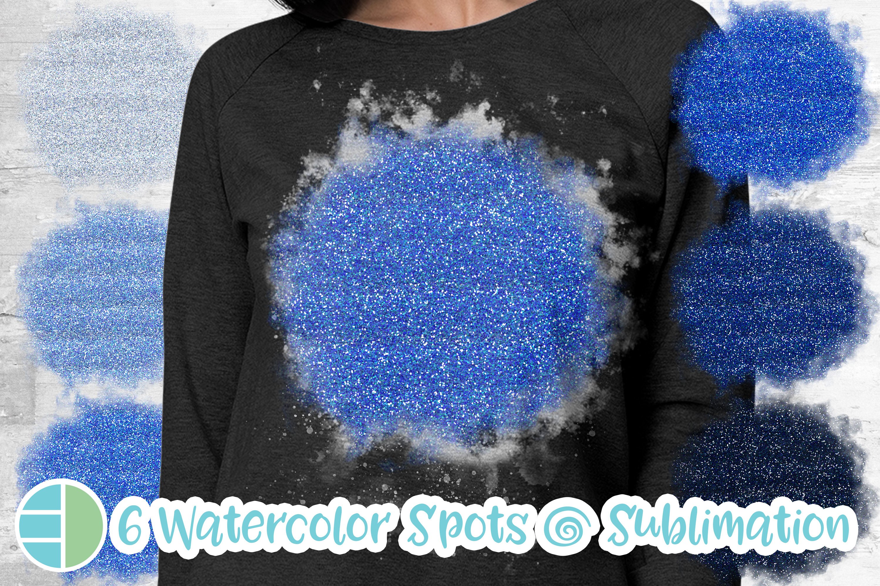 Watercolor Sublimation Background - Blue Glitter Bundle